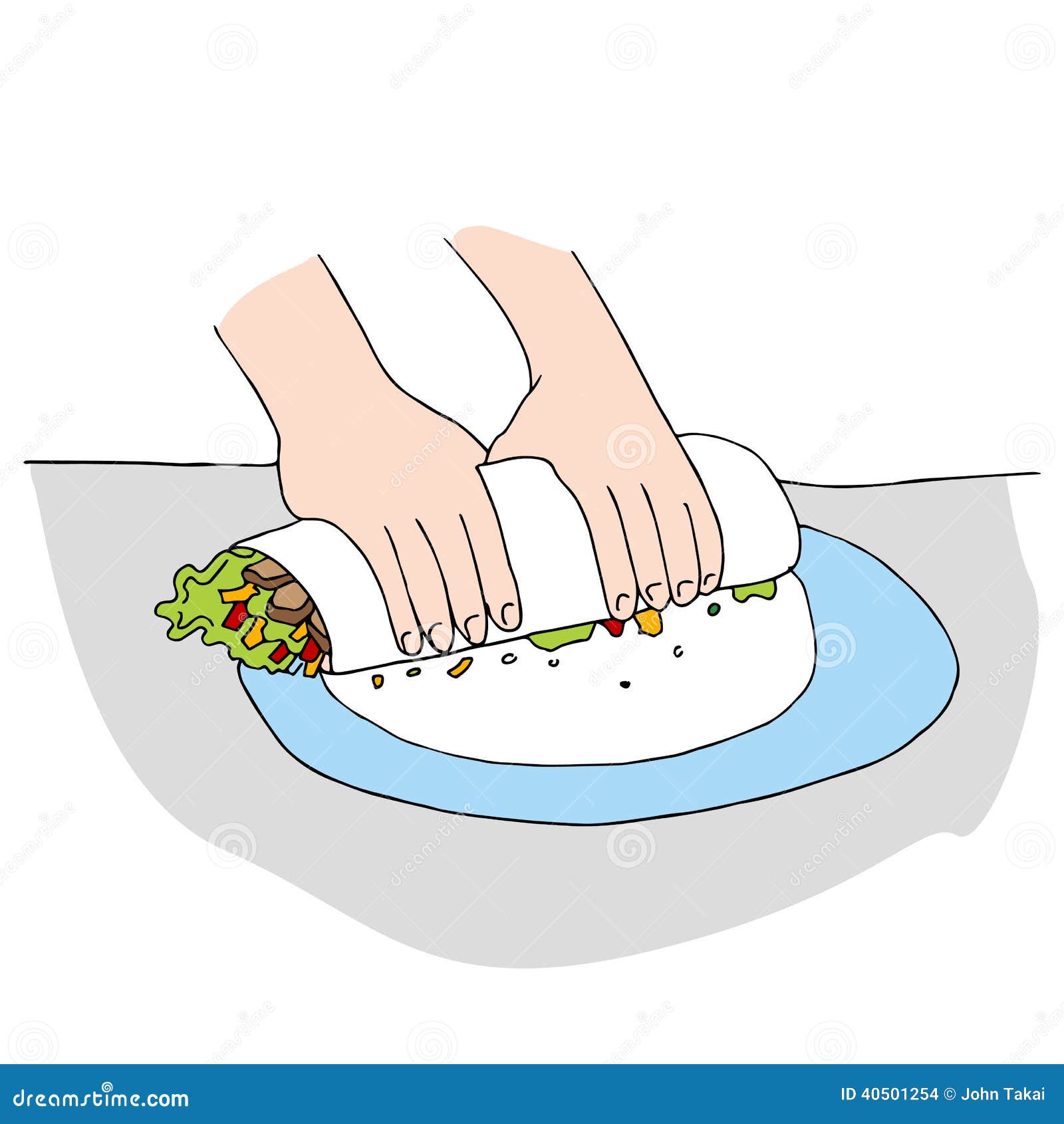 Chicken Salad Salad In A Tortilla Bowl , Hand Draw Sketch Vector ...