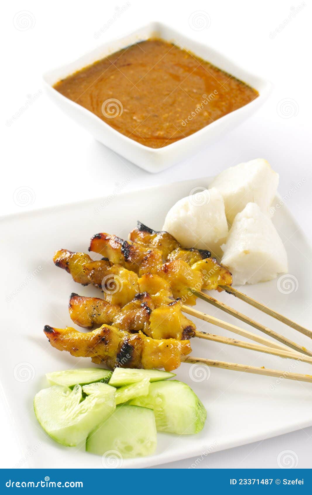 Chicken satay stock image. Image of satay, plate, chicken - 23371487