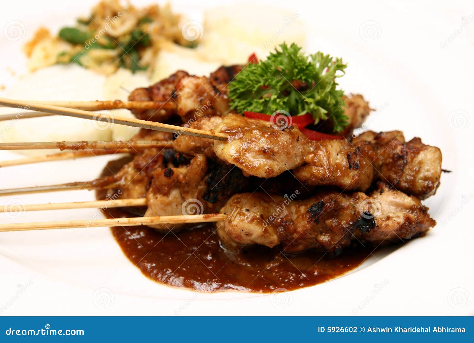 Chicken satay stock photo. Image of satay, lettuce, garnish - 5926602