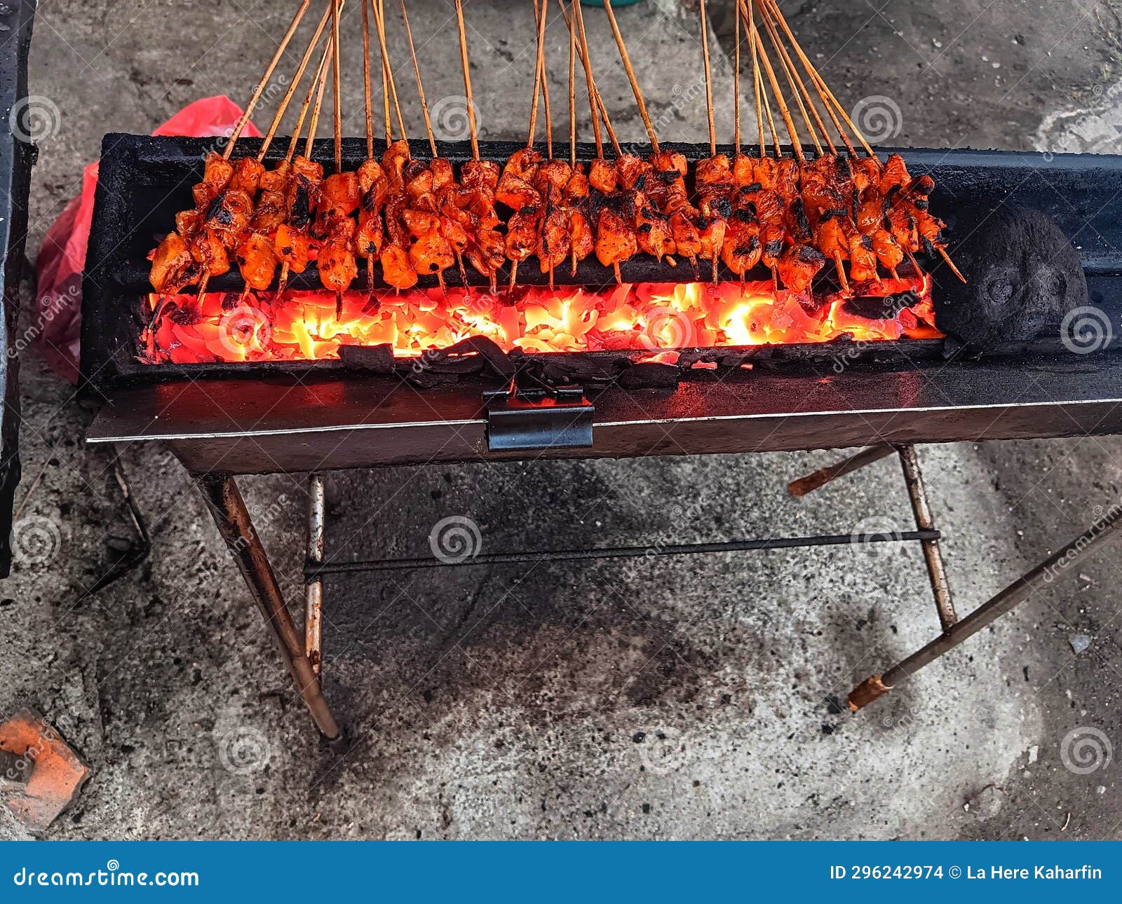 Chicken Satay Over Burning Coal Stock Photo - Image of satay, culinary ...
