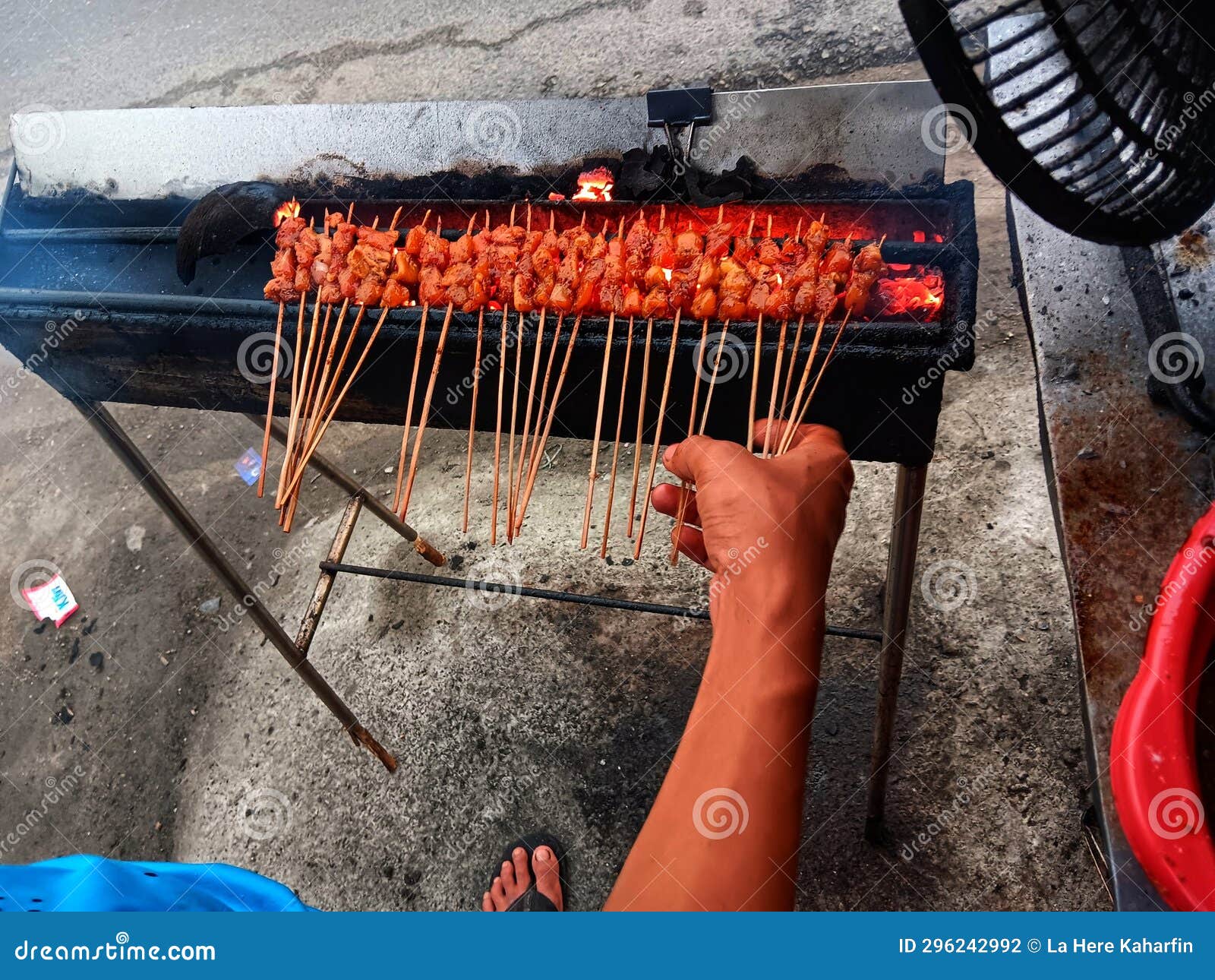 Chicken Satay Over Burning Coal Stock Photo - Image of cookery, dish ...