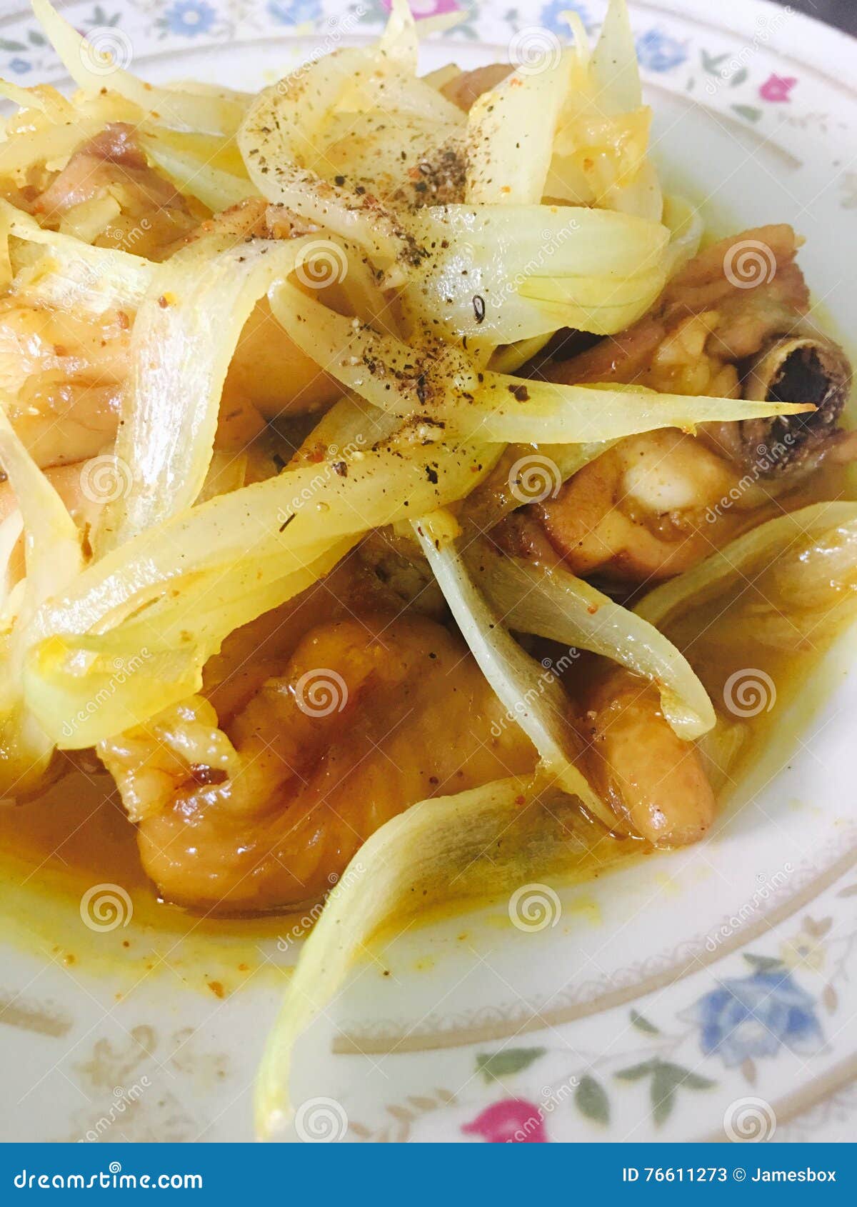 Chicken sauteed with onion stock image. Image of asia - 76611273