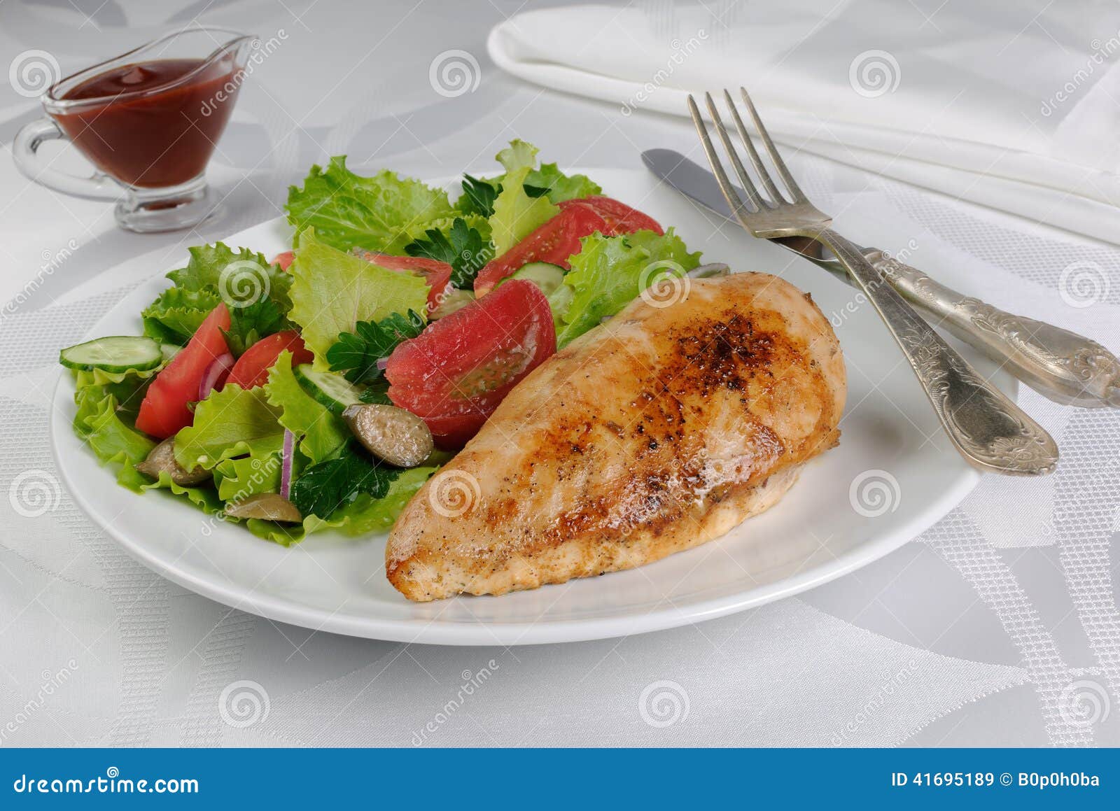 Chicken Schnitzel with Vegetable Garnish Stock Image - Image of parsley ...