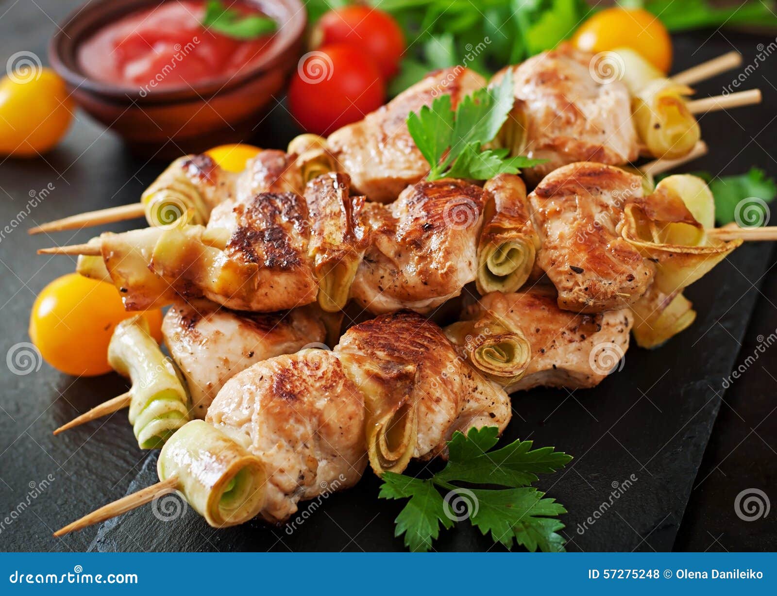 Chicken shish kebab stock photo. Image of delicious, parsley - 57275248