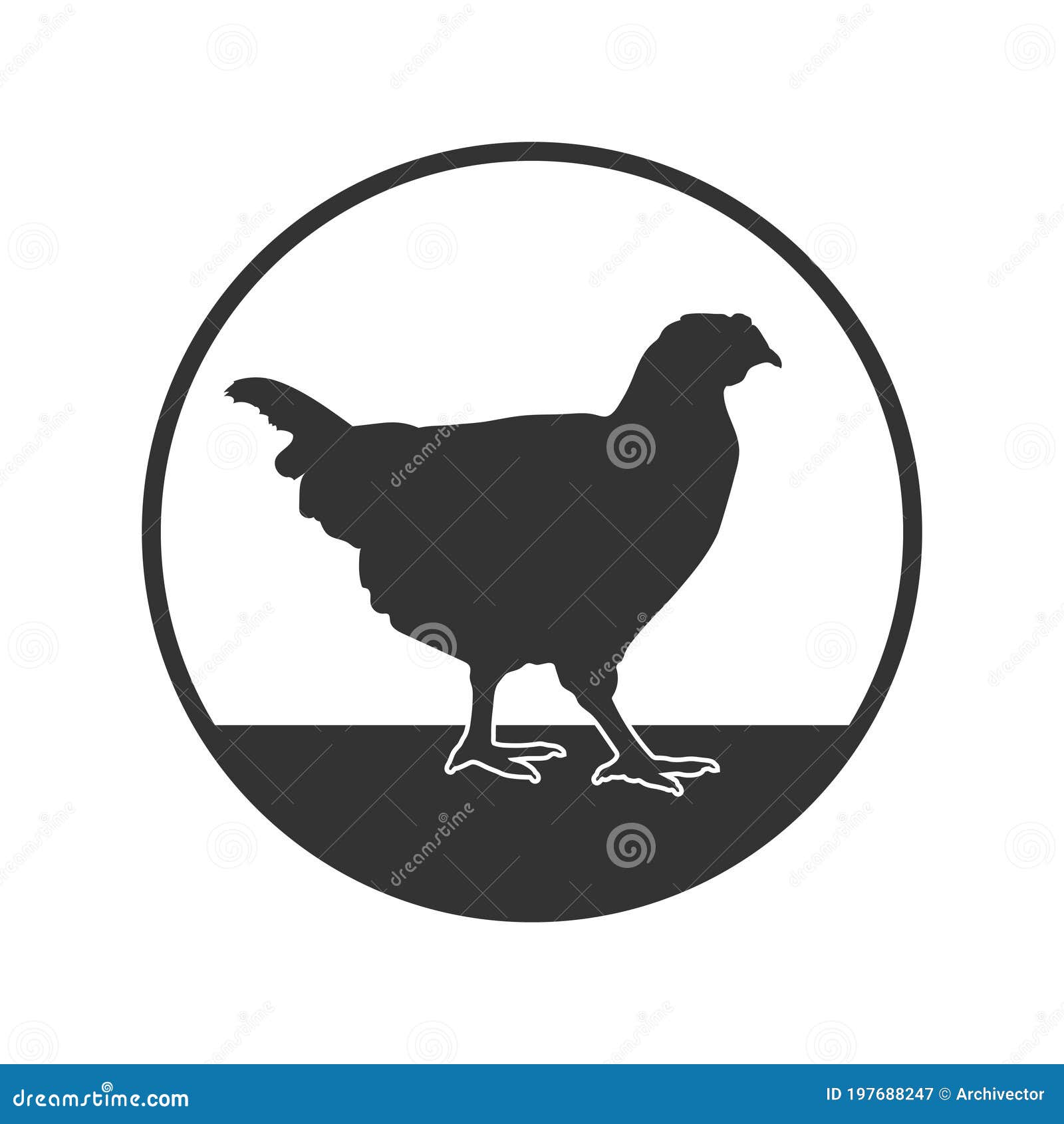 Chicken sign in the circle stock vector. Illustration of label - 197688247