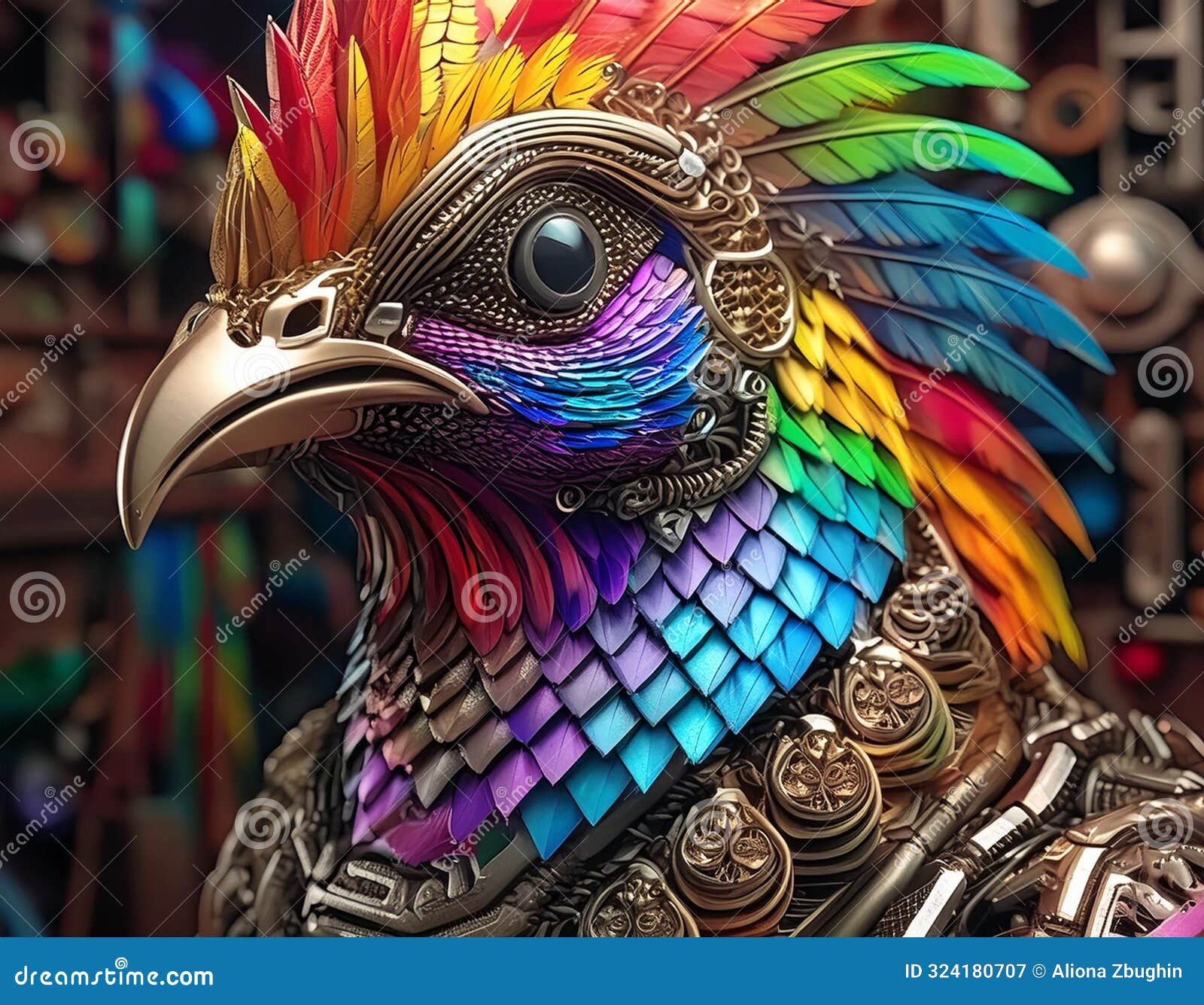 A Chicken with Snake Scale Patterns and Rainbow Feathers Shaped Like a ...