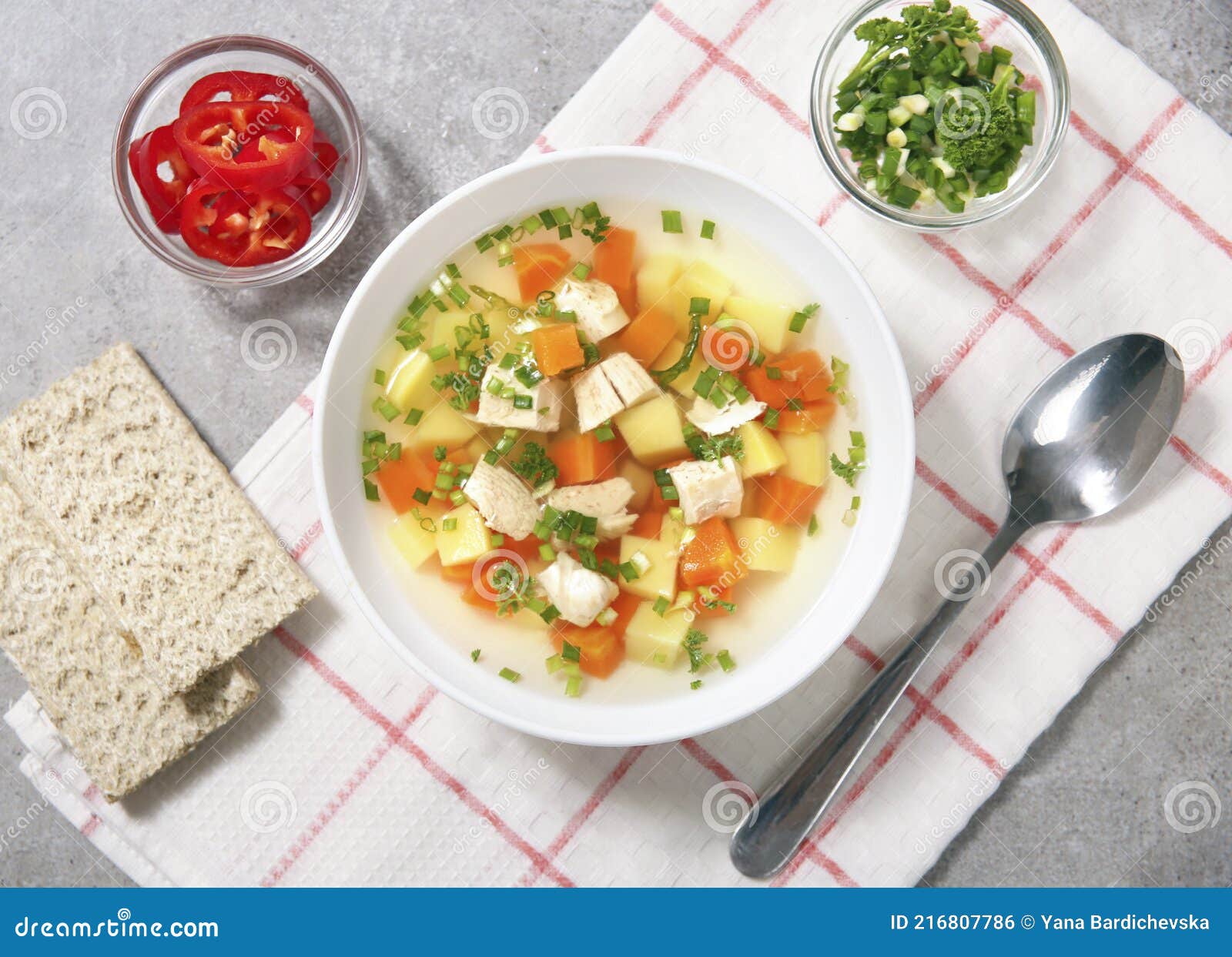 Chicken Soup Top View. Plate of Meal Stock Photo - Image of health ...