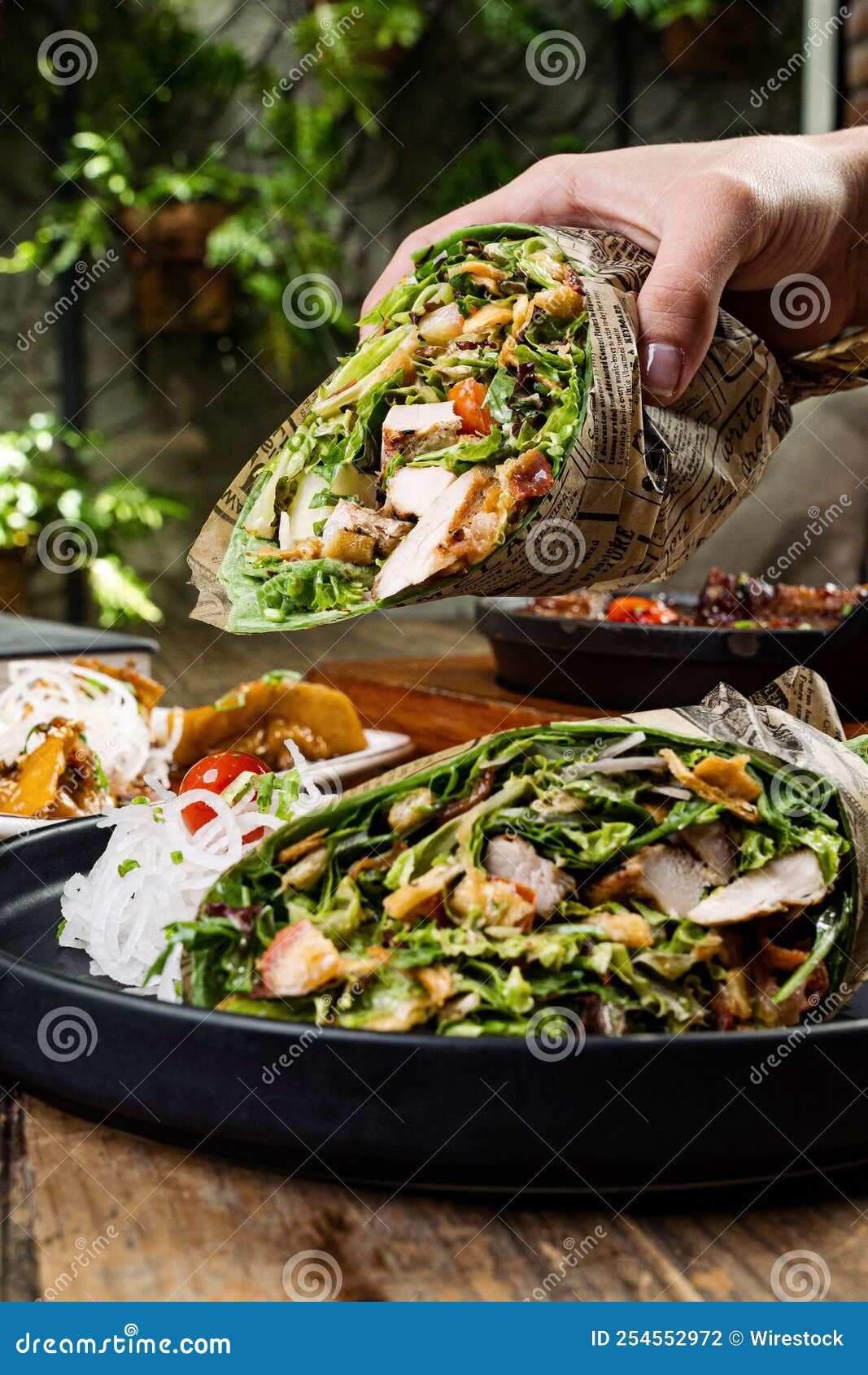 Chicken Spinach Wrap with Vinaigrette Stock Photo - Image of chicken ...