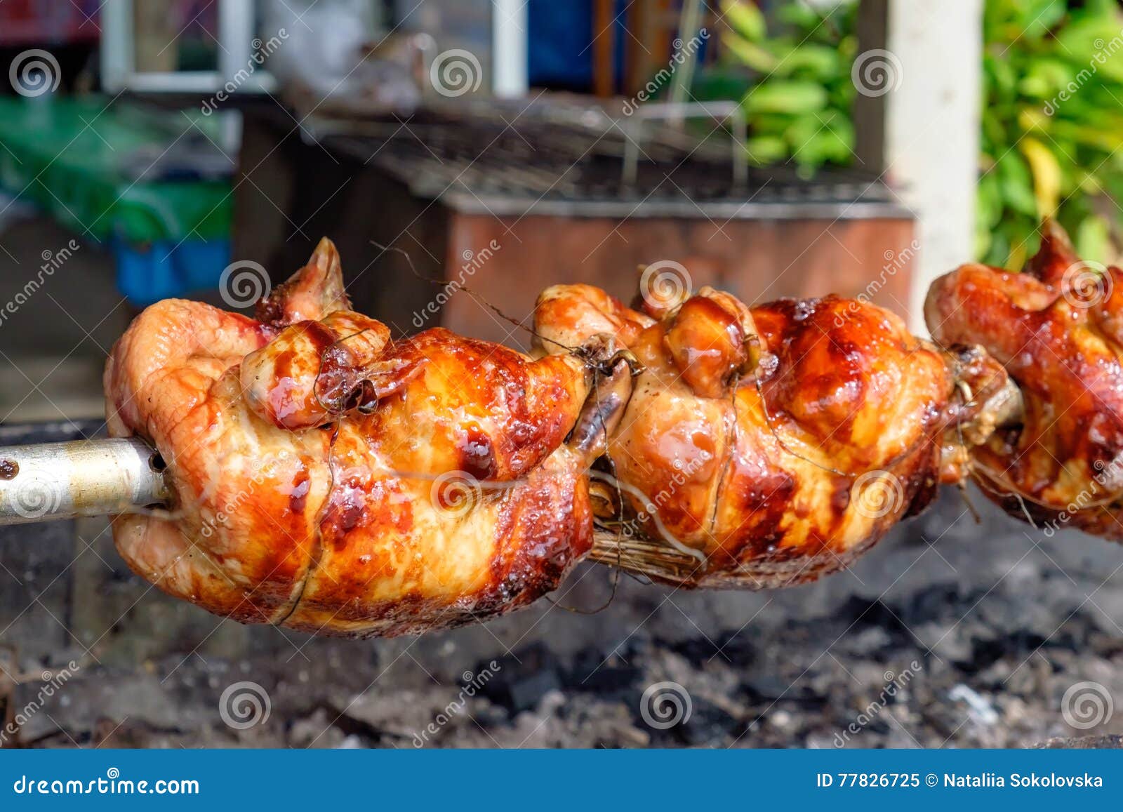 Chicken on the spit stock image. Image of cooking, food - 77826725