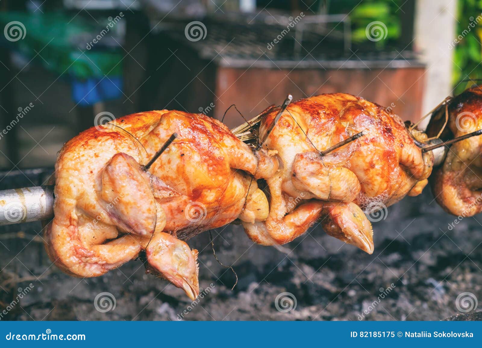 Chicken on the spit stock image. Image of heat, dinner - 82185175