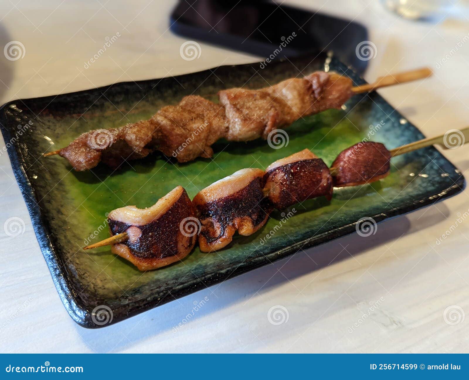 Chicken and Squid on Skewers Appetizer Lunch Stock Image - Image of ...