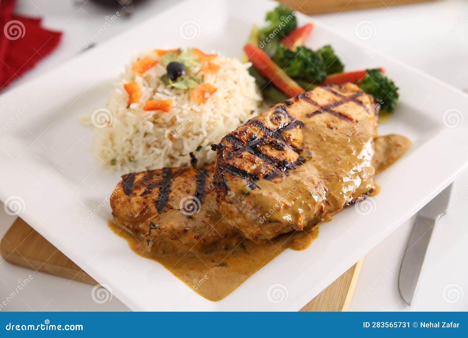 The Chicken Stake stock image. Image of steak, plate - 283565731