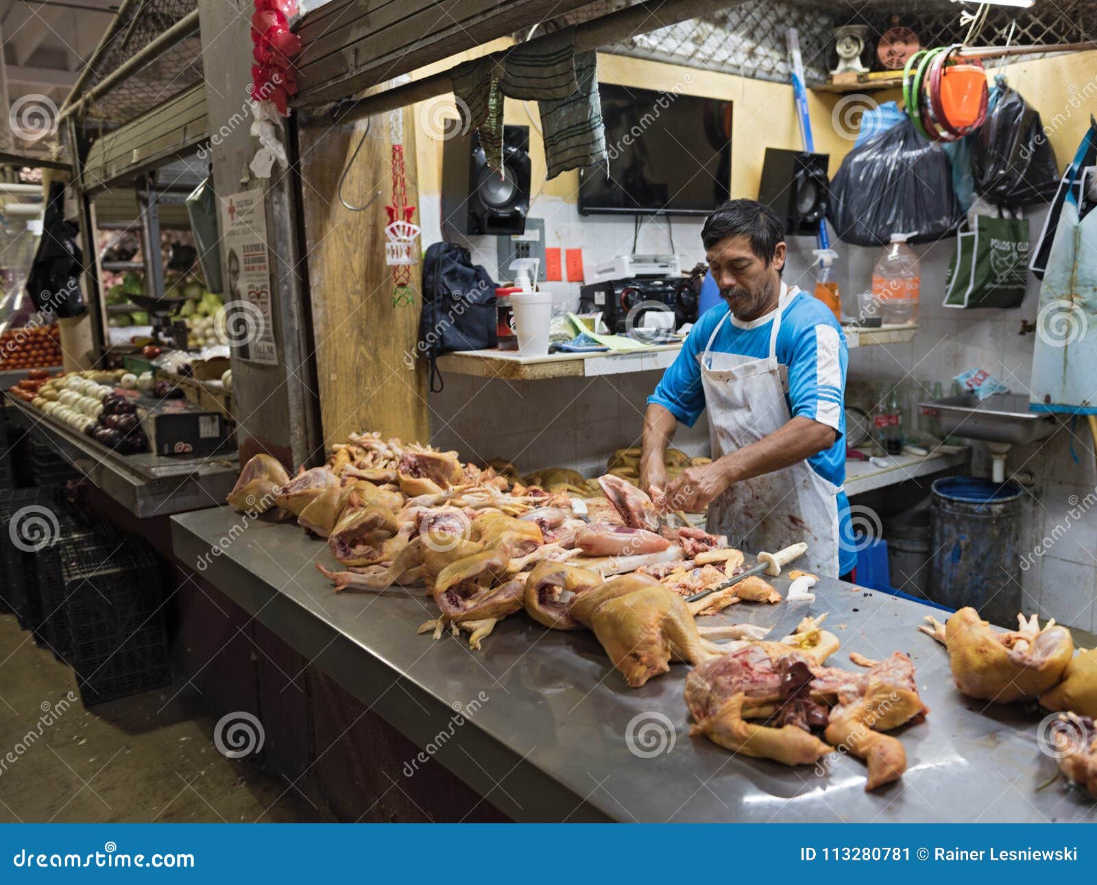 Butcher In The Mercado Ignacio Manuel Altamirano, Chetumal, Mexico ...