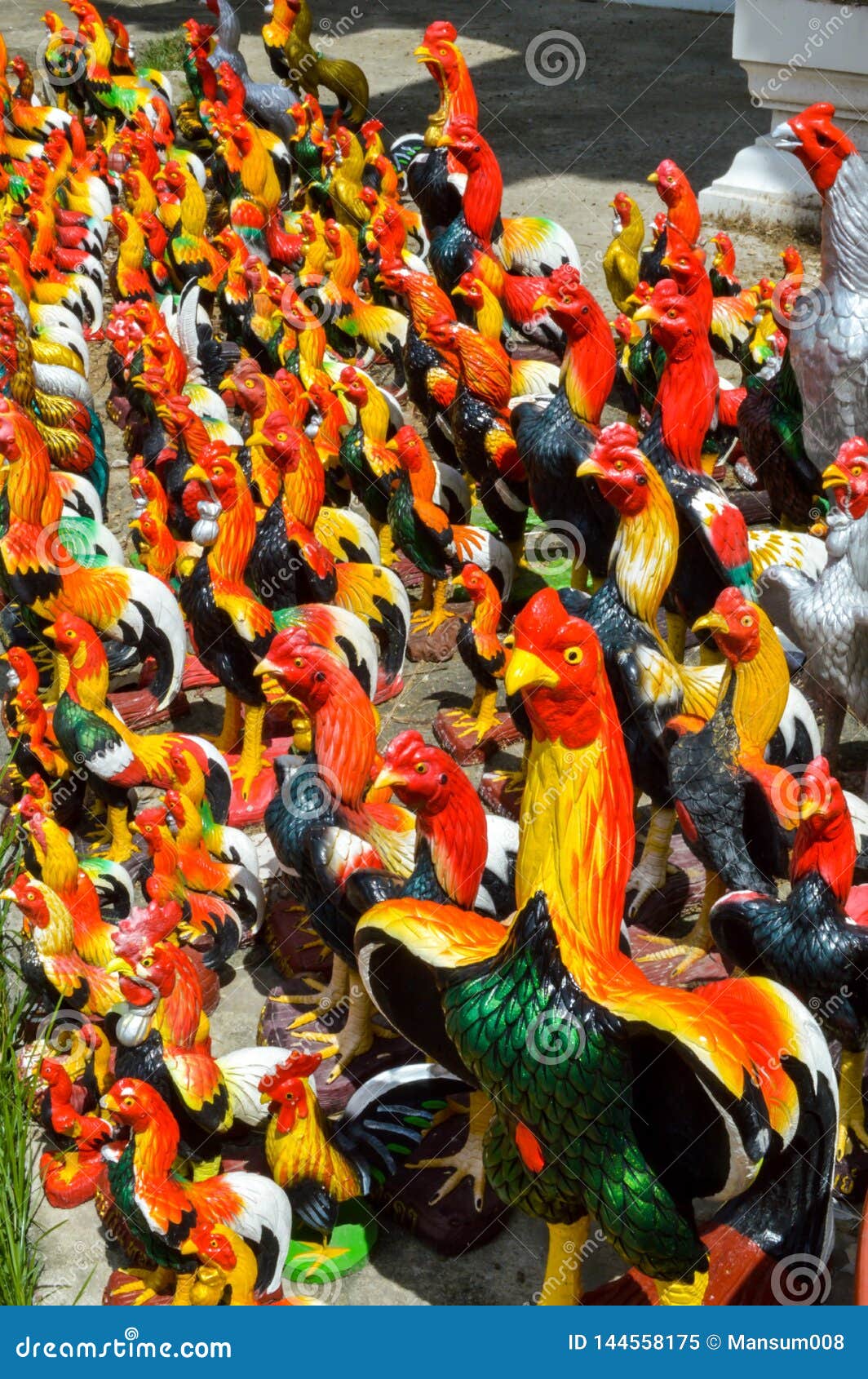 Chicken Statue in Public Temple at Thailand Stock Image - Image of ...