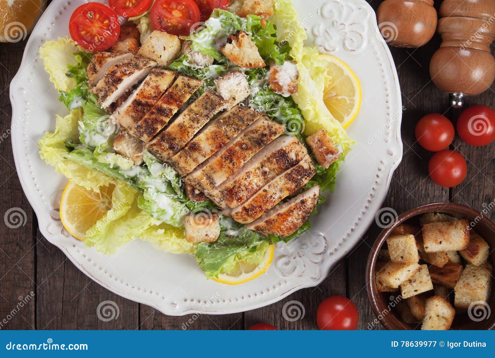 Chicken Steak with Caesar Salad Stock Image - Image of chicken, caesar ...
