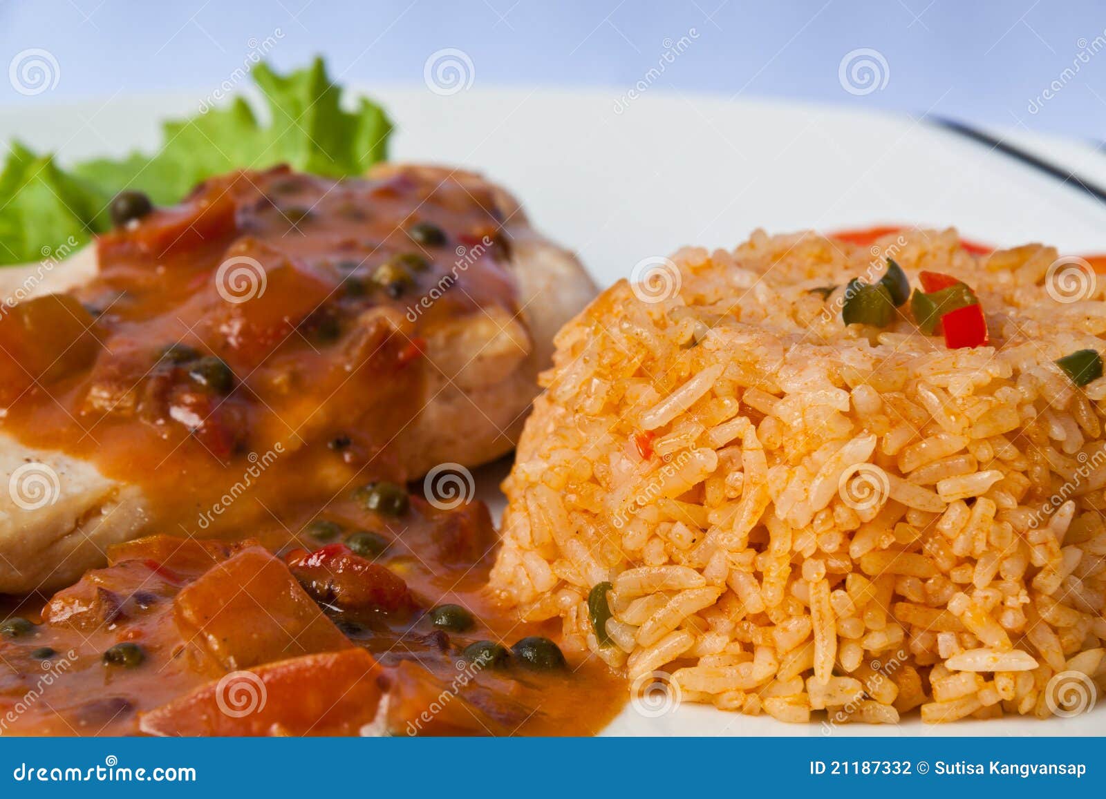 Chicken Steak With Fired Rice Stock Photography - Image: 21187332