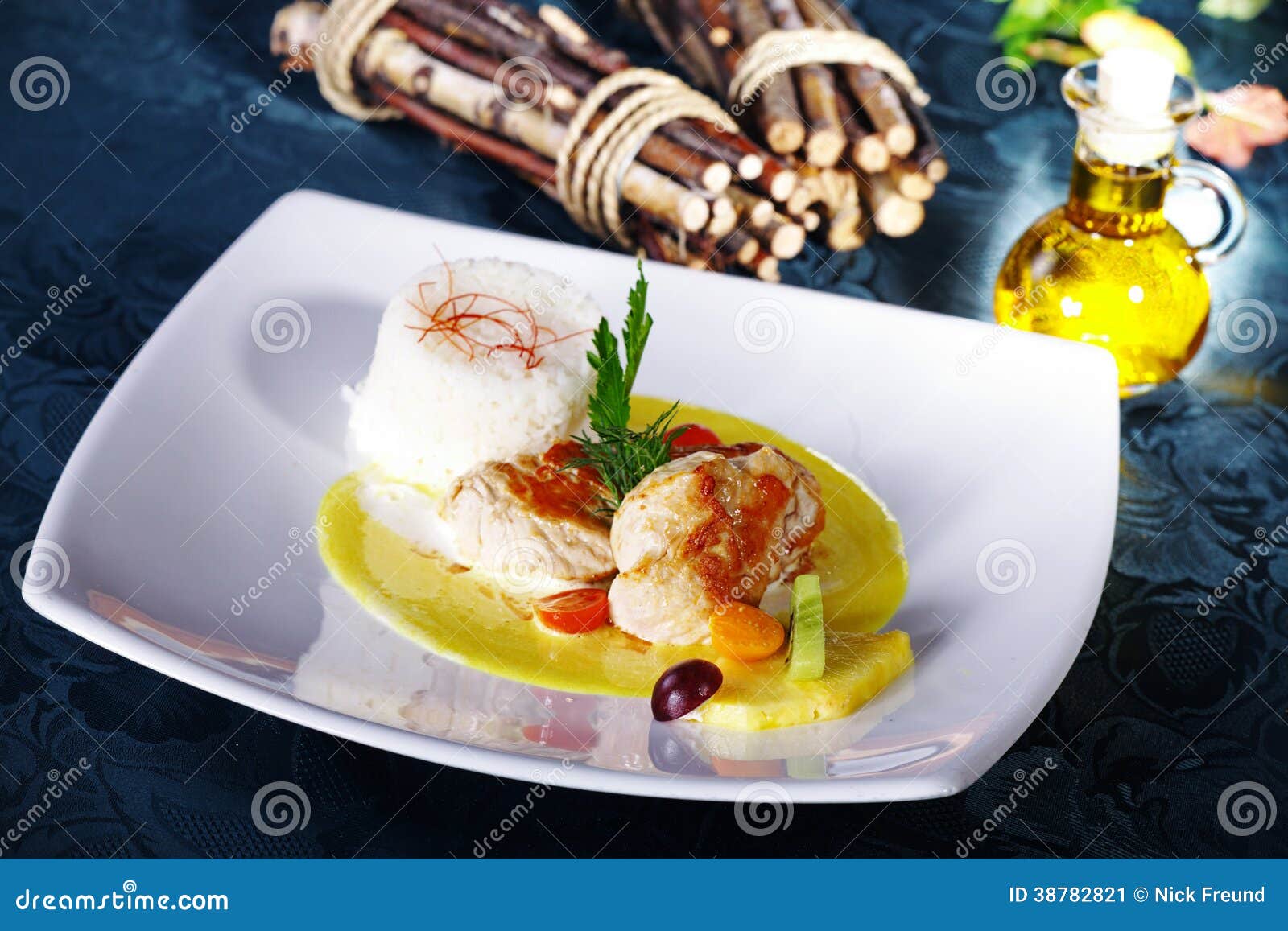 Chicken steak with garnish stock image. Image of foodstuff - 38782821