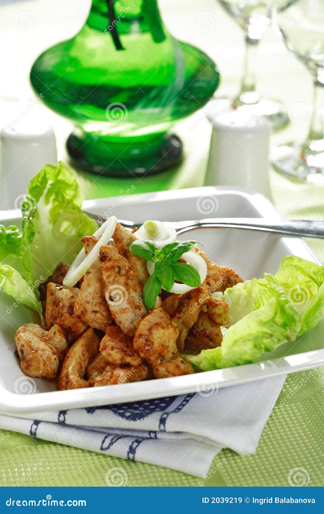 Chicken stripes with salad stock image. Image of food - 2039219