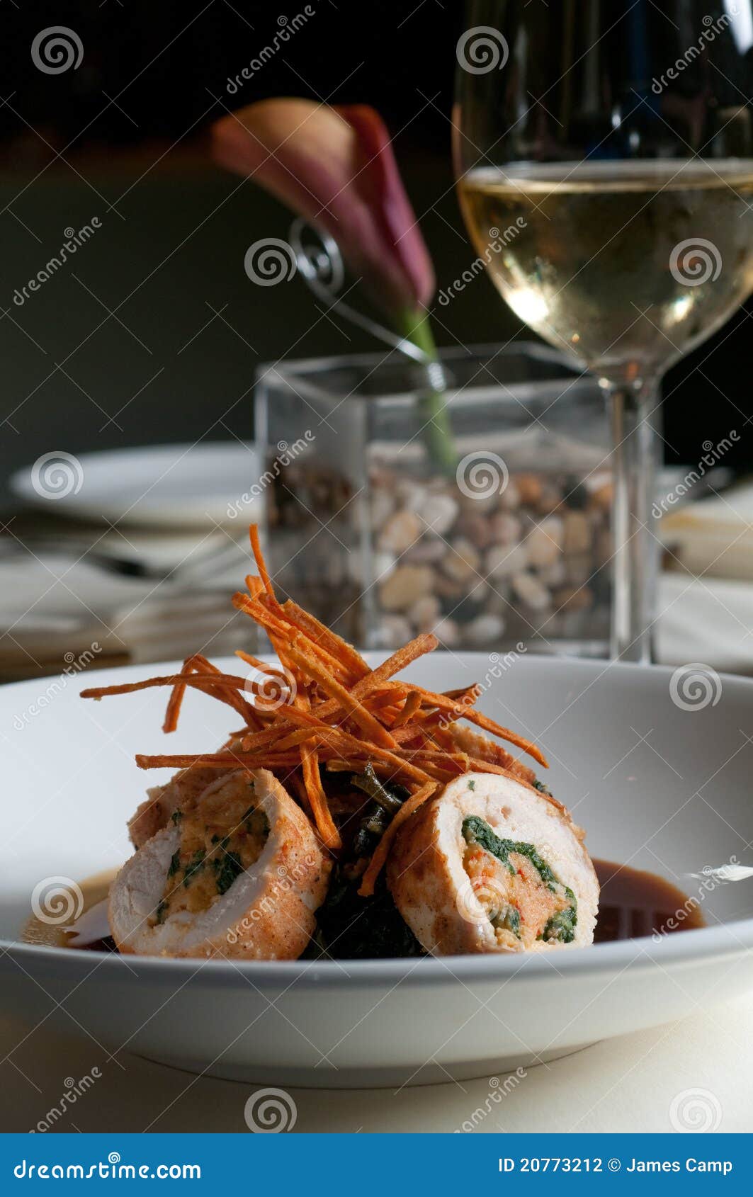 Chicken Stuffed with Crayfish Stock Photo - Image of dining, vertical ...