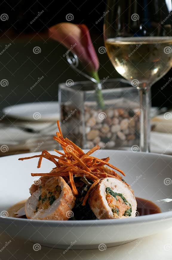 Chicken Stuffed with Crayfish Stock Photo - Image of dining, vertical ...