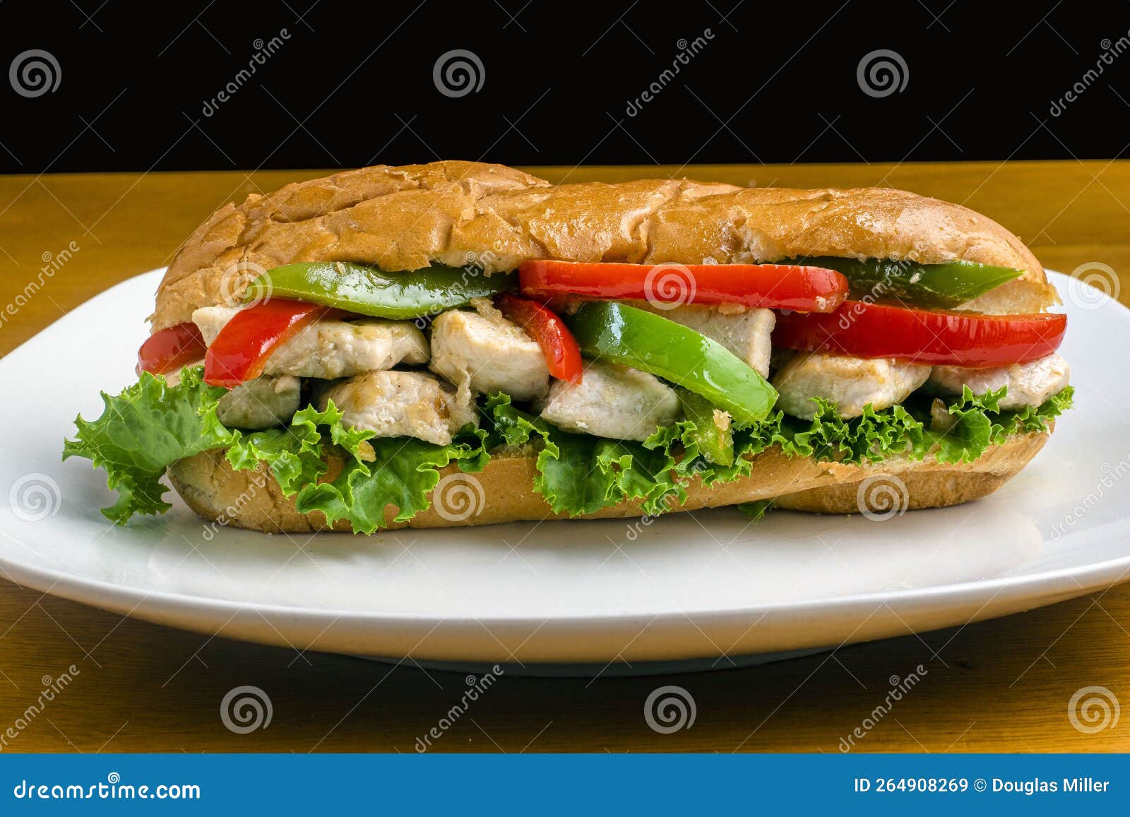 Chicken Sub with Sauteed Peppers and Onions Stock Image - Image of meat ...