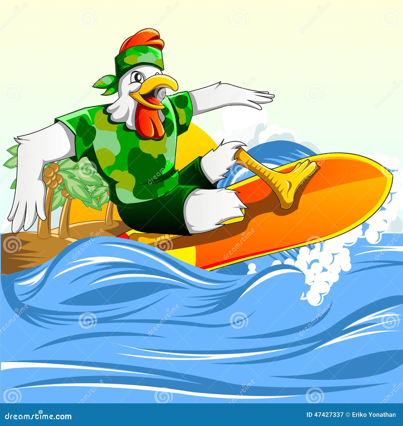 Chicken Surf stock vector. Illustration of baywatch, design - 47427337