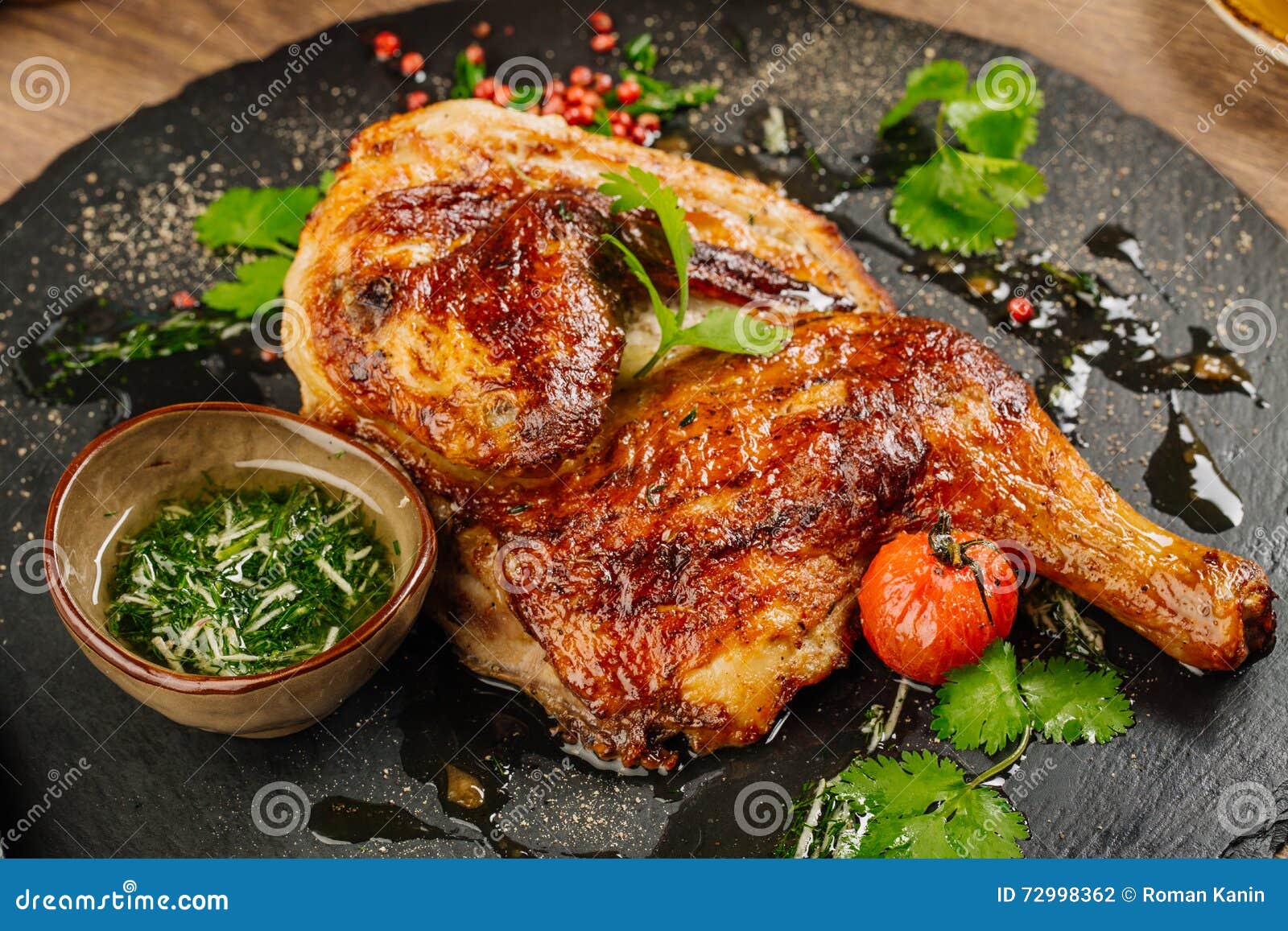 Chicken Tabaka Traditional Georgian Dish White Background Top View ...