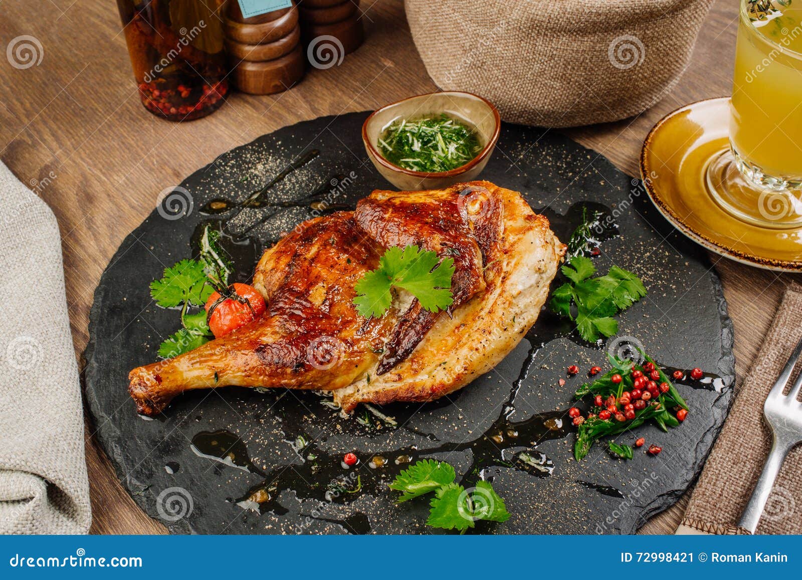 Chicken Tabaka Traditional Georgian Dish White Background Top View ...