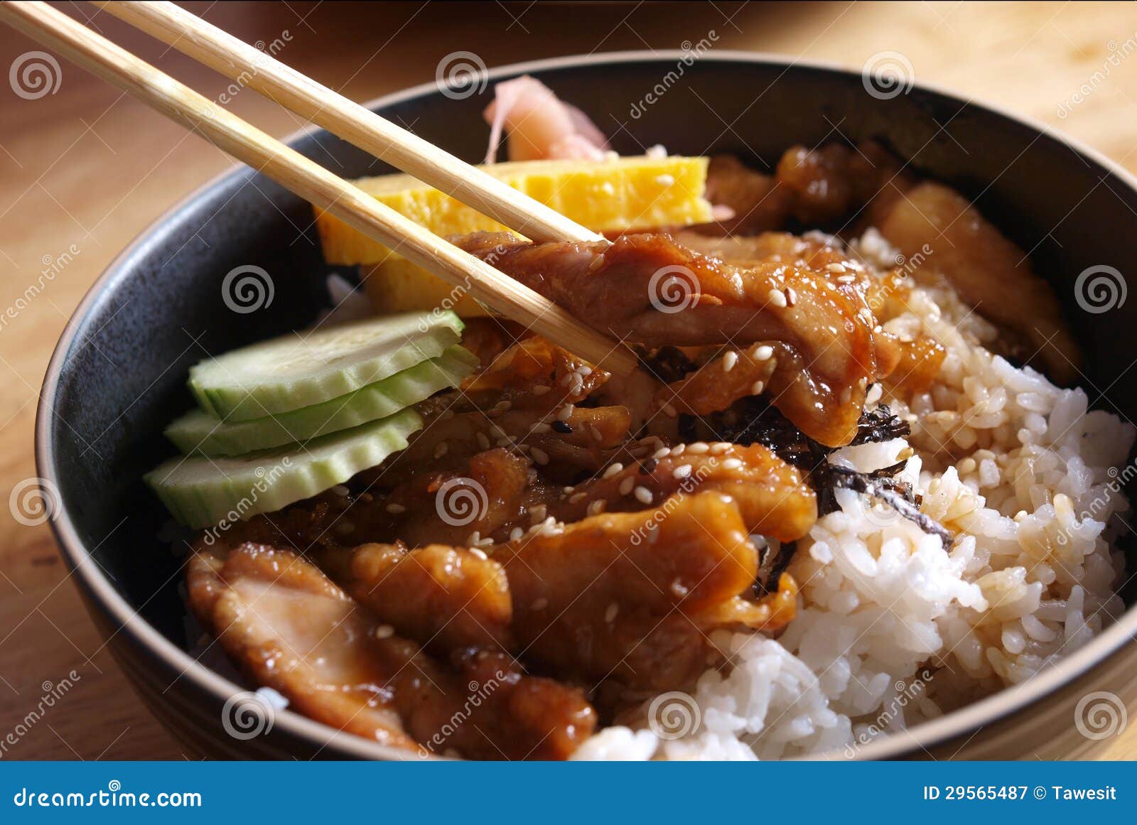 Chicken teriyaki with rice stock image. Image of cooking - 29565487