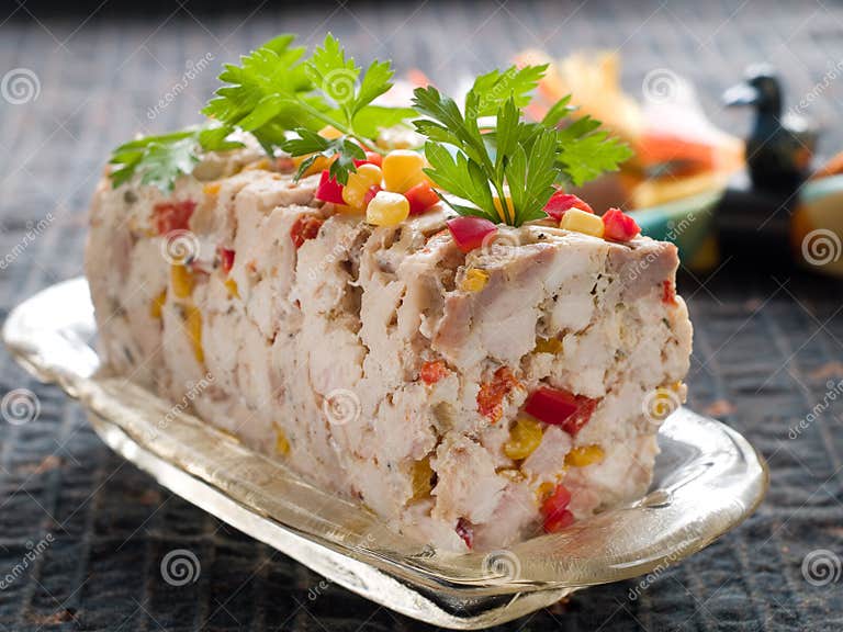 Chicken terrine stock photo. Image of parlsey, wooden - 33637732