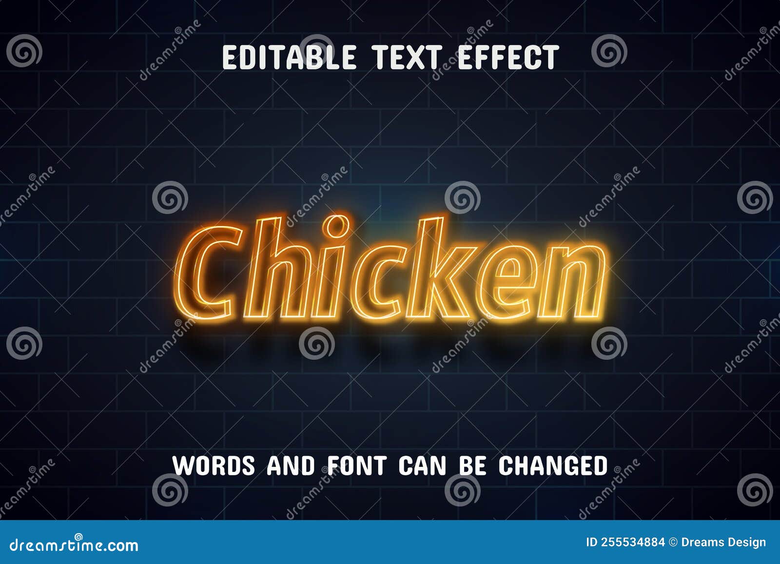 Chicken Text - Editable Neon Text Effect Stock Vector - Illustration of ...