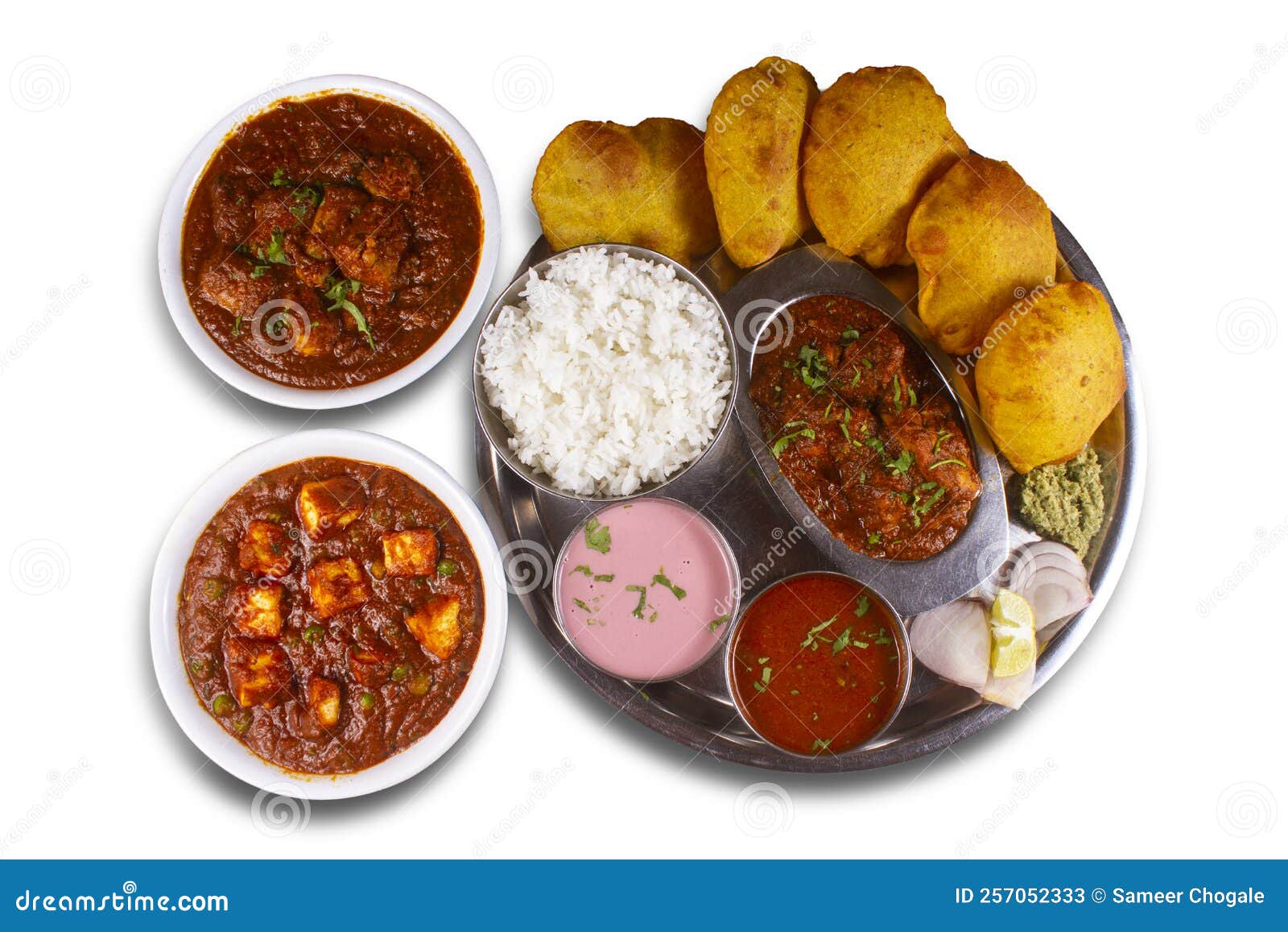 Chicken Thali From An Indian Cuisine, Food Platter Consists Chicken Fry ...