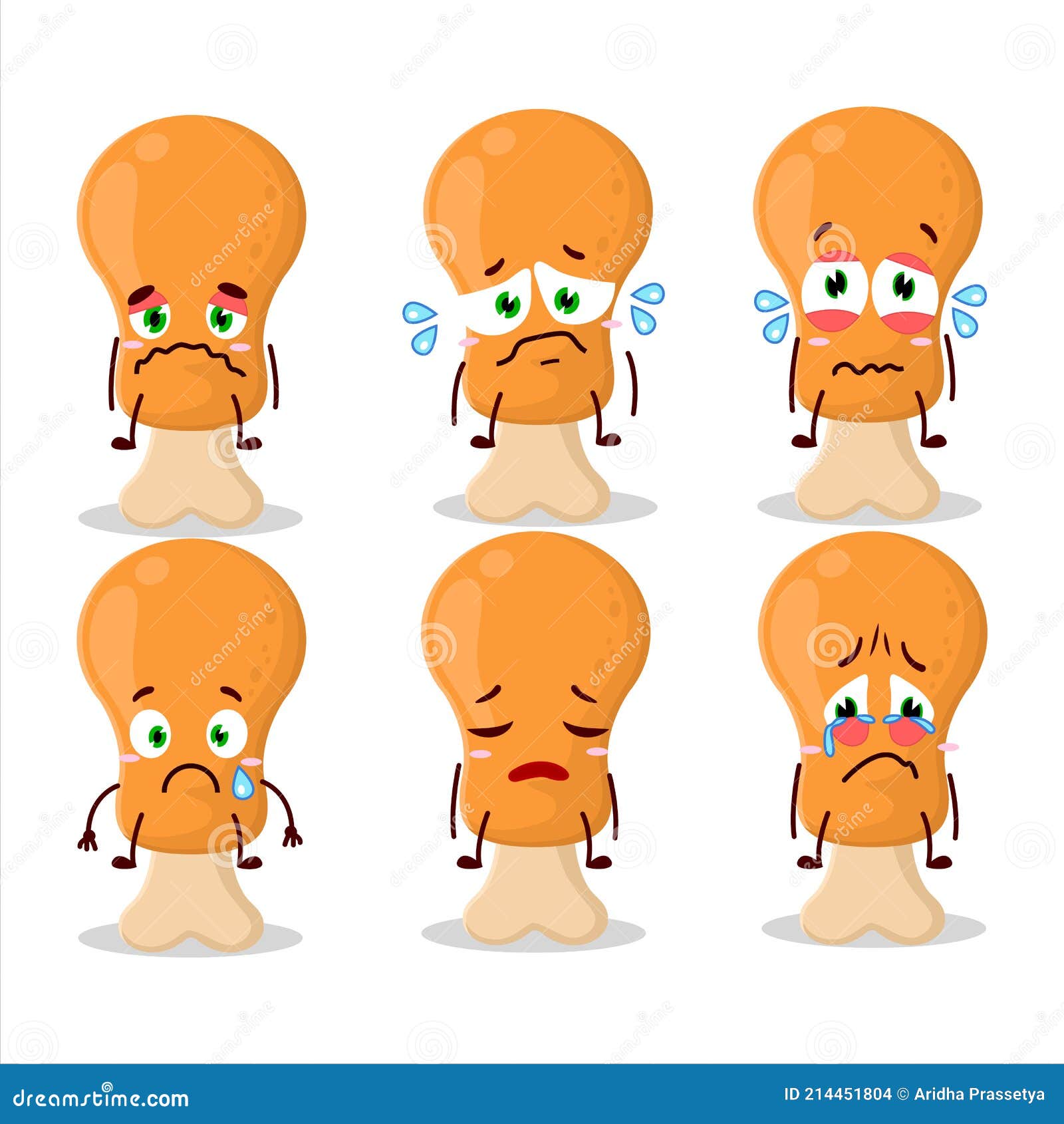 Chicken Thight Cartoon Character with Sad Expression Stock Vector ...