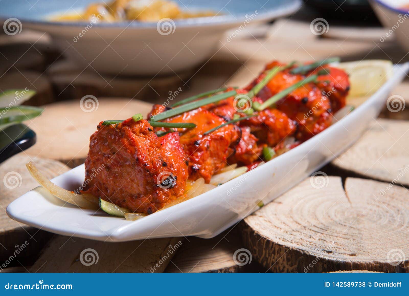 Chicken tika stock photo. Image of plate, chicken, grilled - 142589738