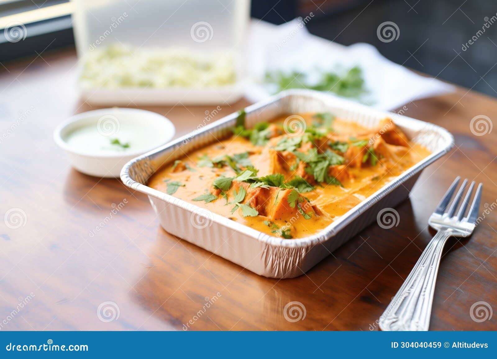 Chicken Tikka Masala Packed in a Takeout Box Stock Image - Image of ...