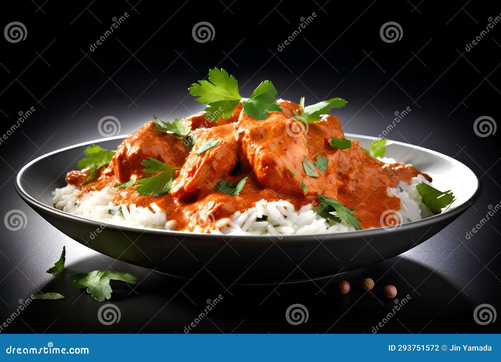 Chicken Tikka Masala Curry With Rice And Naan Bread Cartoon Vector ...