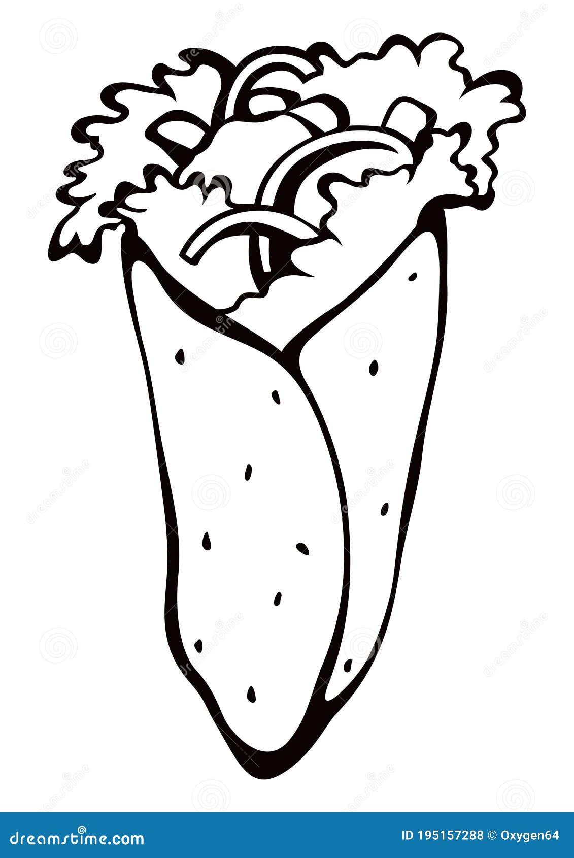 Tortilla Wrap - Black And White Illustration/ Drawing | CartoonDealer ...