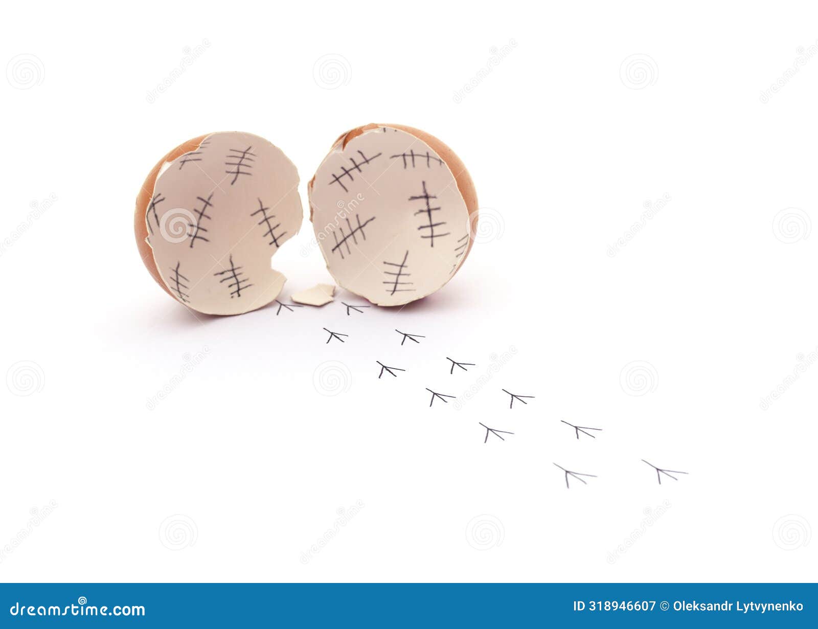 Chicken traces from an egg stock image. Image of foot - 318946607