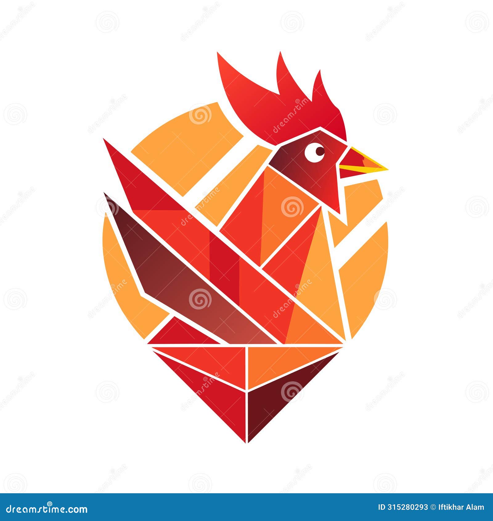 A Chicken with Various Geometric Shapes on Its Head, Creating a Unique ...