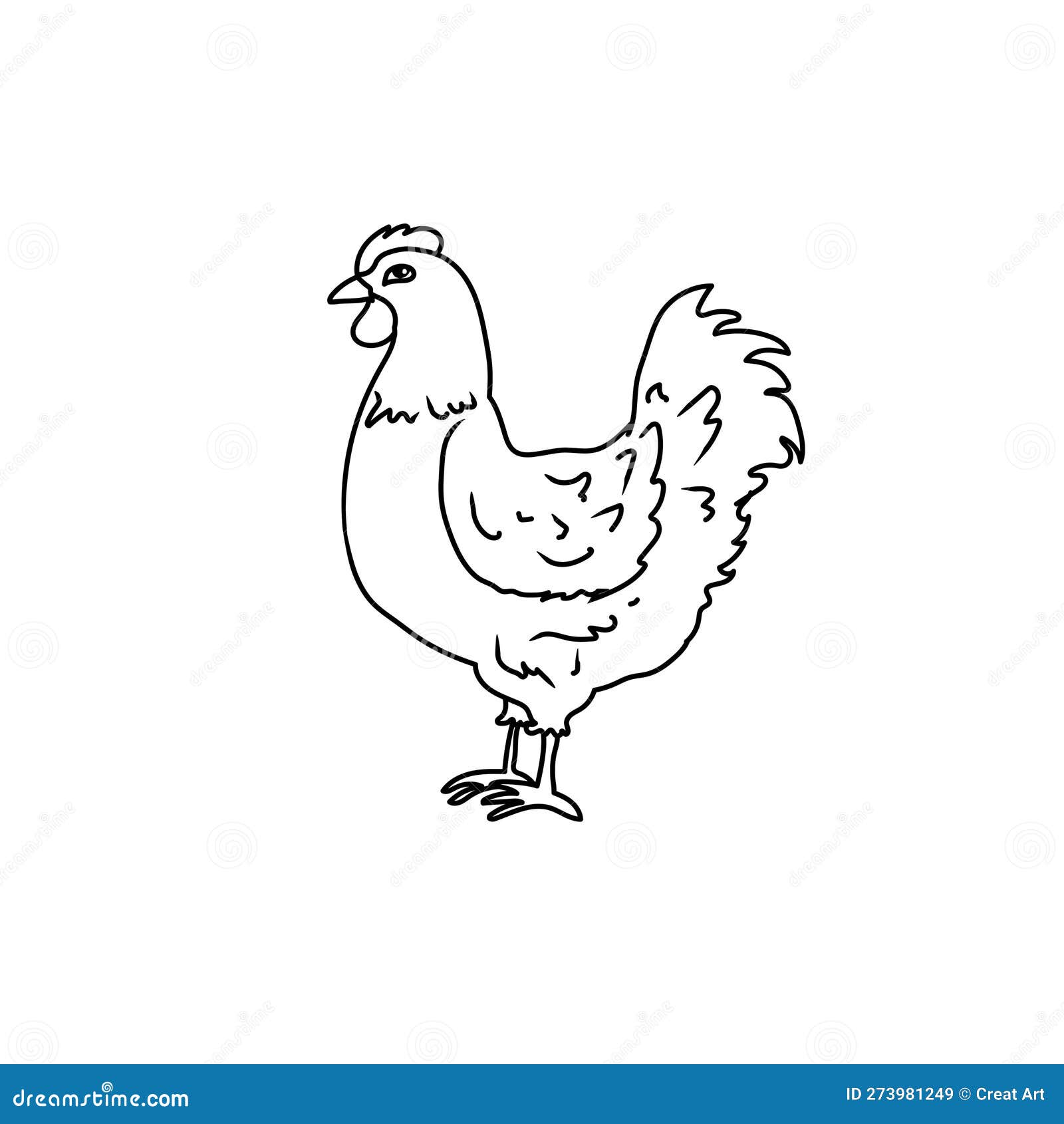 Chicken Vector Hand Drawn Illustration Black Outline Stock Vector ...