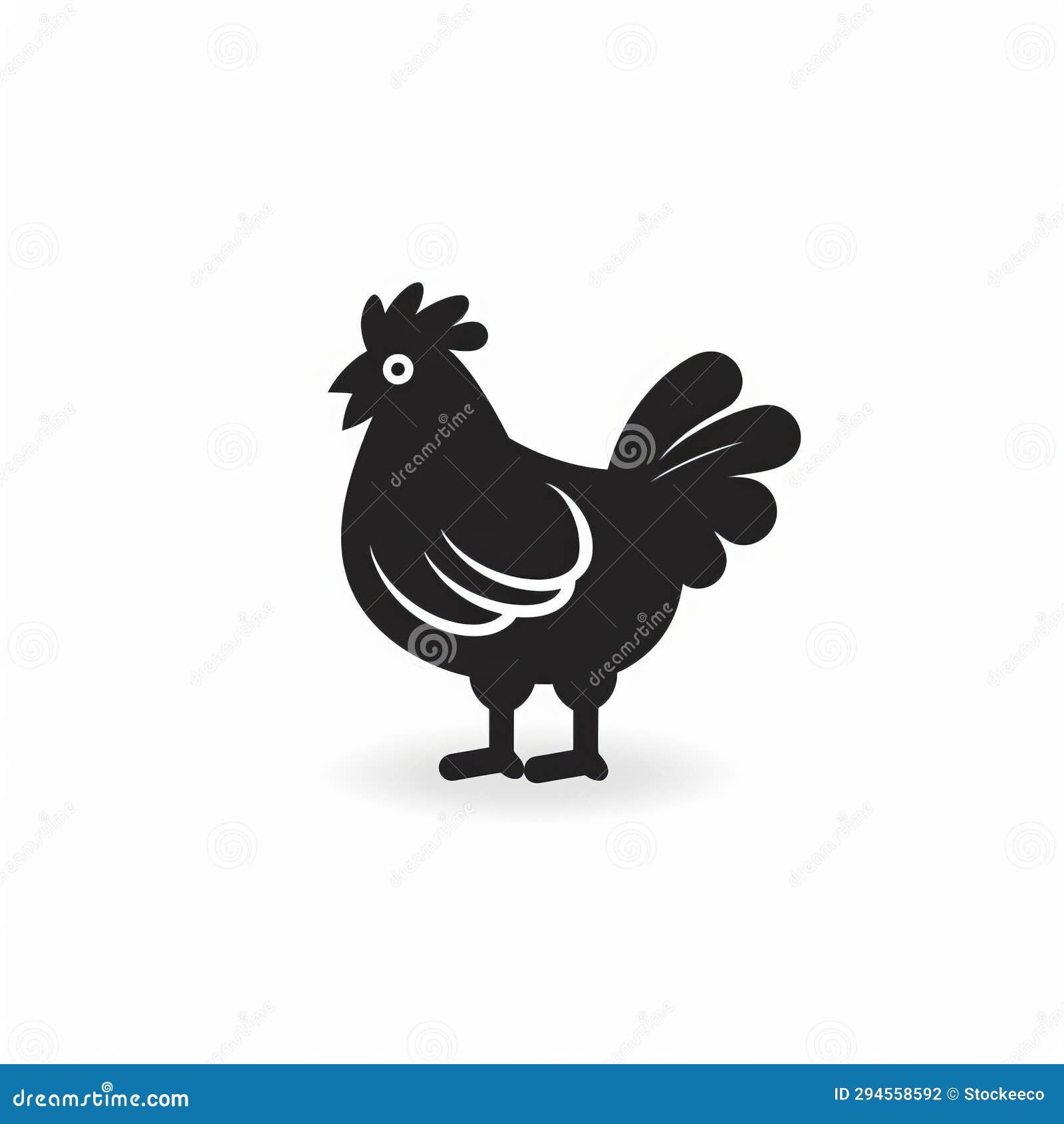 Monochromatic Black Chicken Icon on White Background Stock Illustration ...