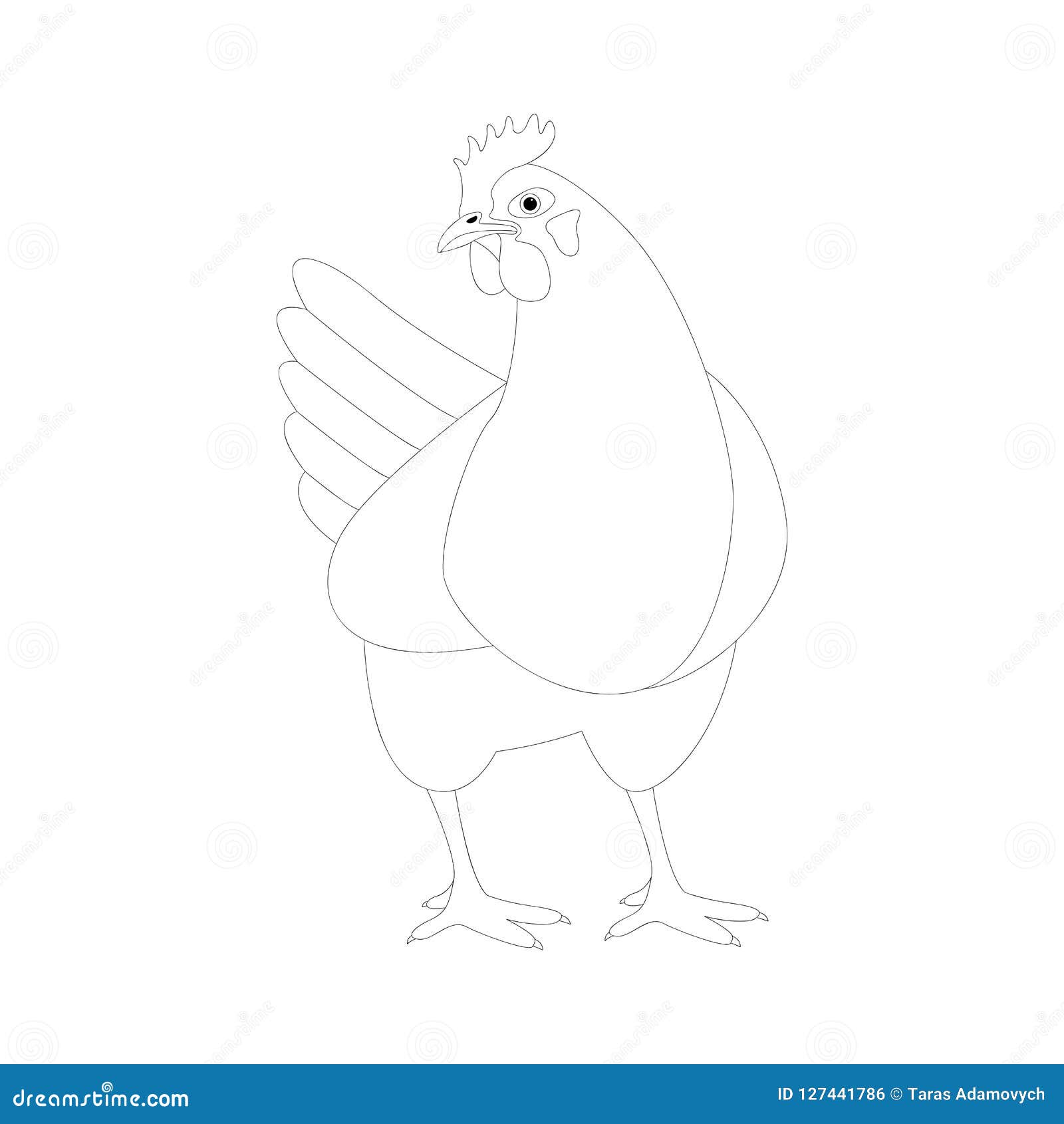 Chicken Vector Illustration Lining Draw Profile Stock Vector ...