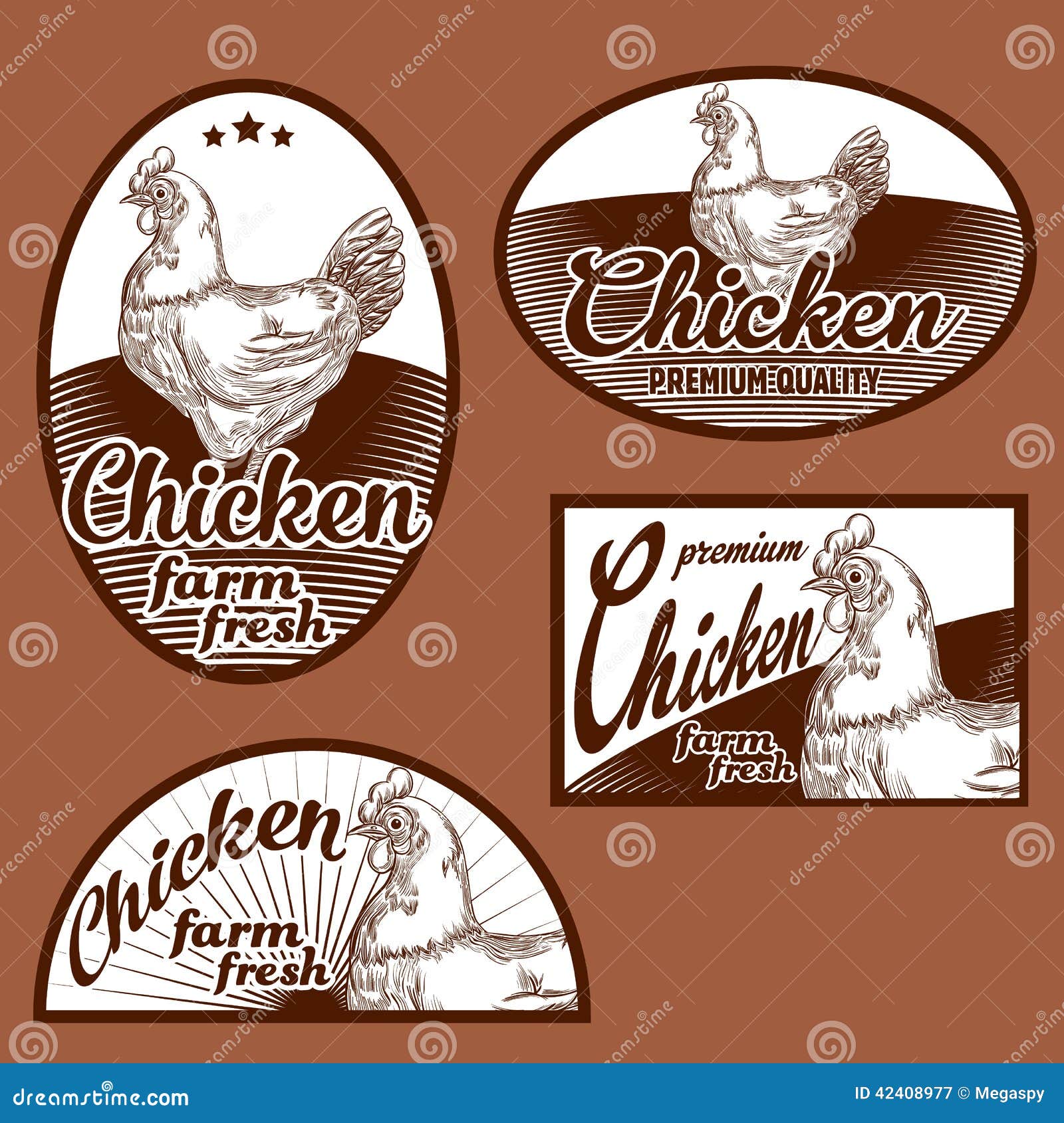 Chicken vintage labels stock vector. Illustration of food - 42408977