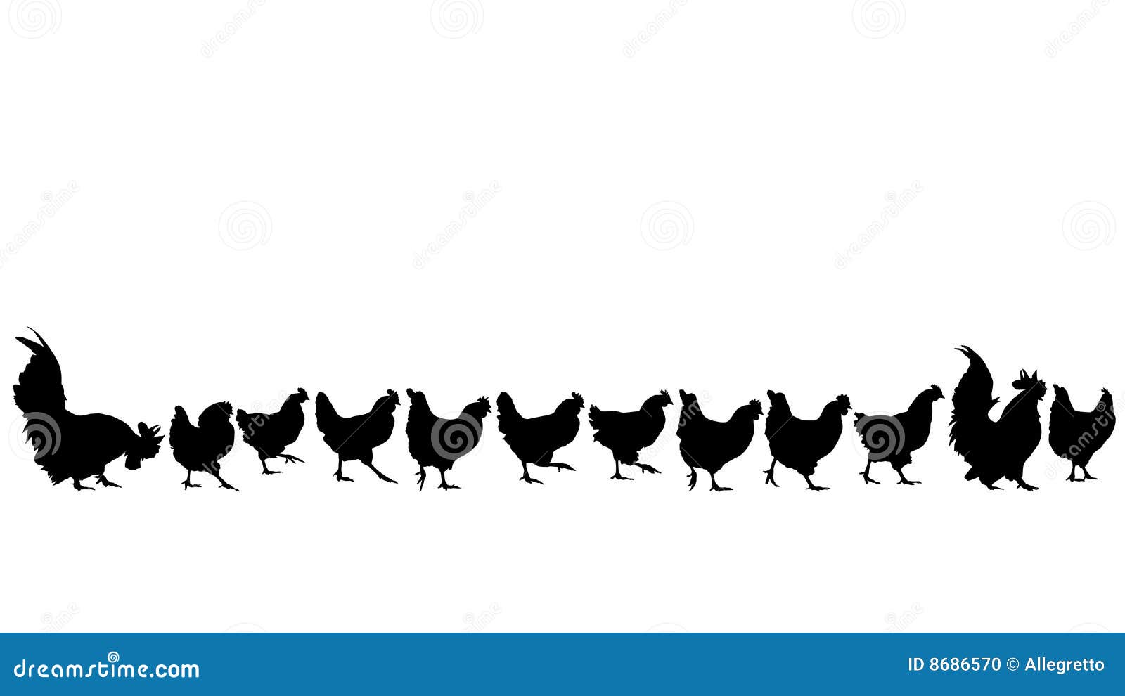 Chicken Walking Silhouettes Stock Illustration - Illustration of farm ...