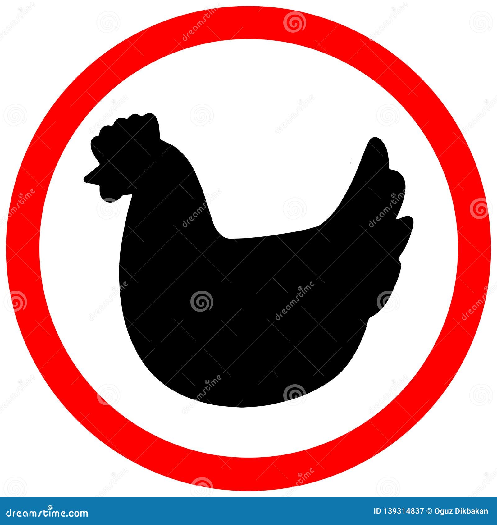 Chicken Warning Red Circular Caution Road Sign Stock Illustration ...