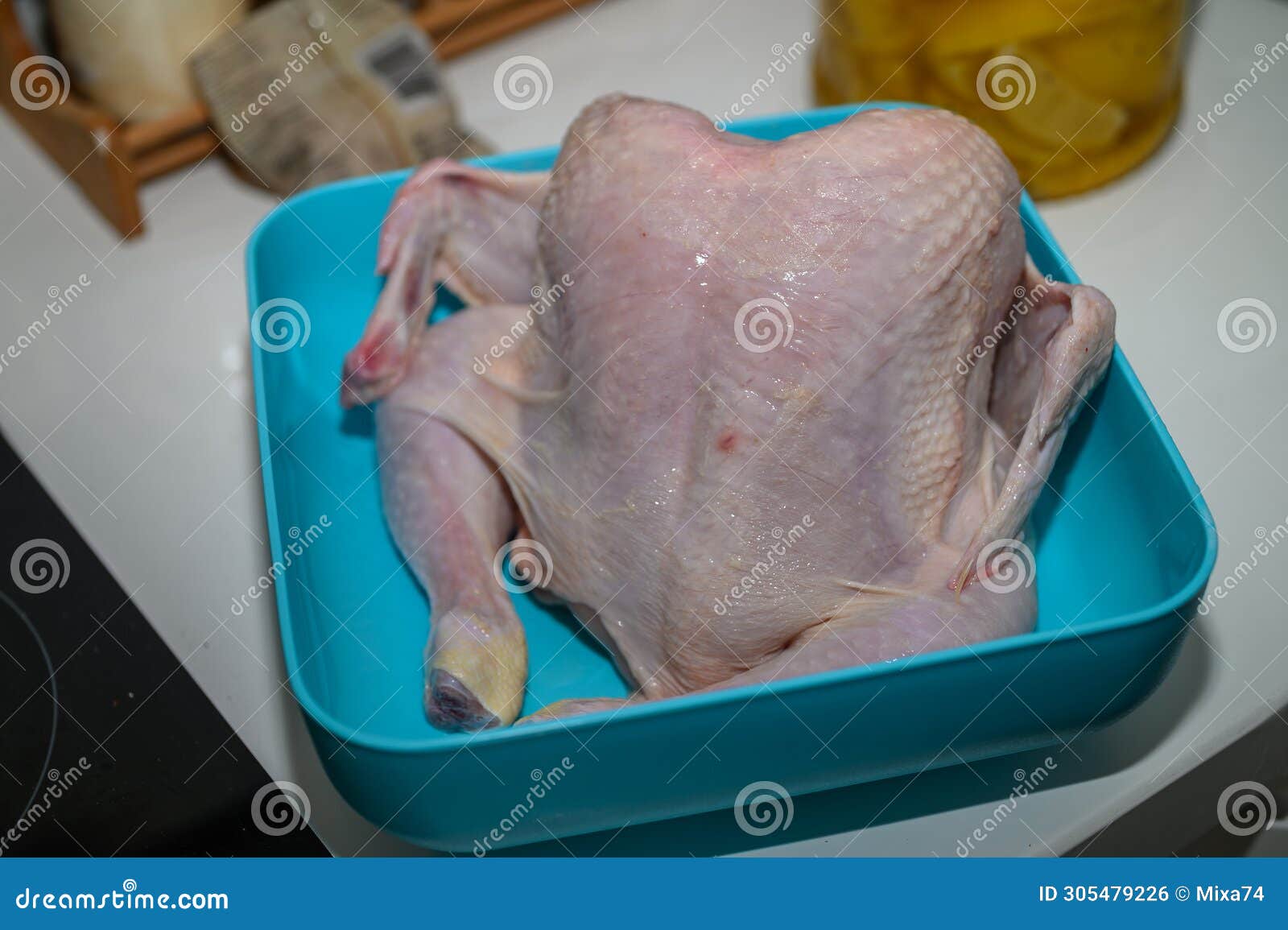 Chicken Washed before Cooking in a Tray in the Kitchen 9 Stock Photo ...