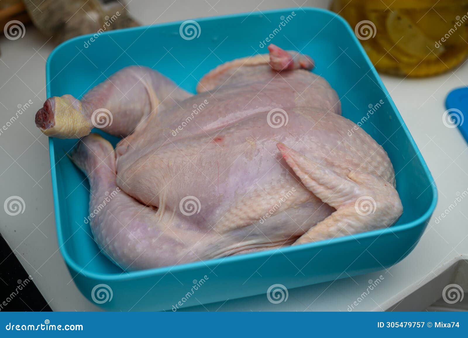Chicken Washed before Cooking in a Tray in the Kitchen 3 Stock Image ...