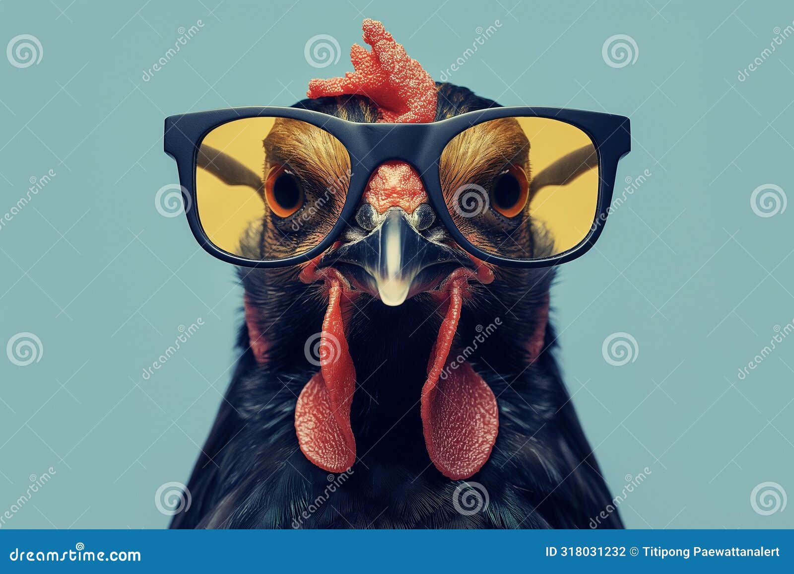 A Chicken Wearing Glasses And Looking At The Camera Stock Photography ...
