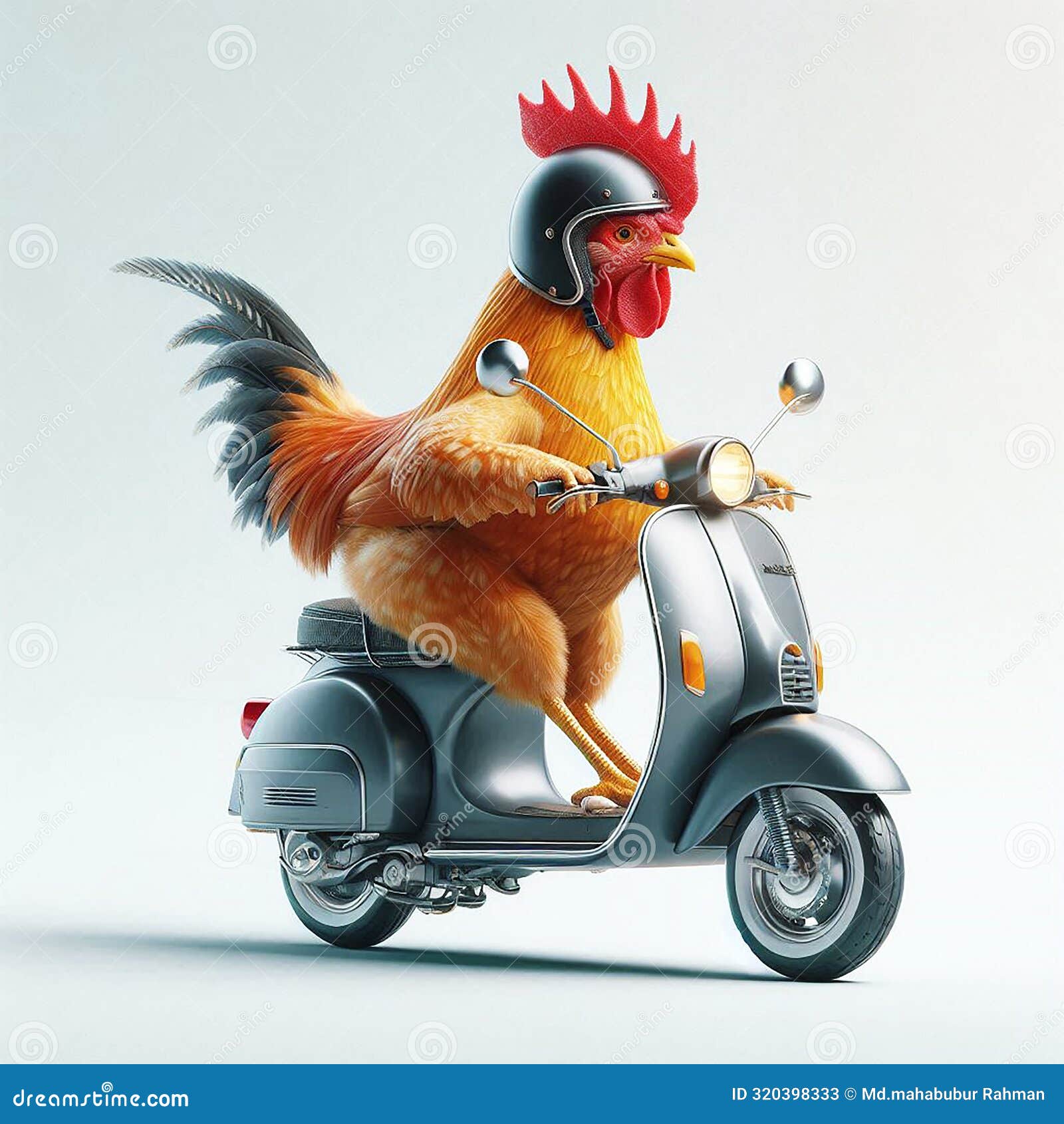A Chicken Wearing Helmet Riding Scooter Stock Vector - Illustration of ...