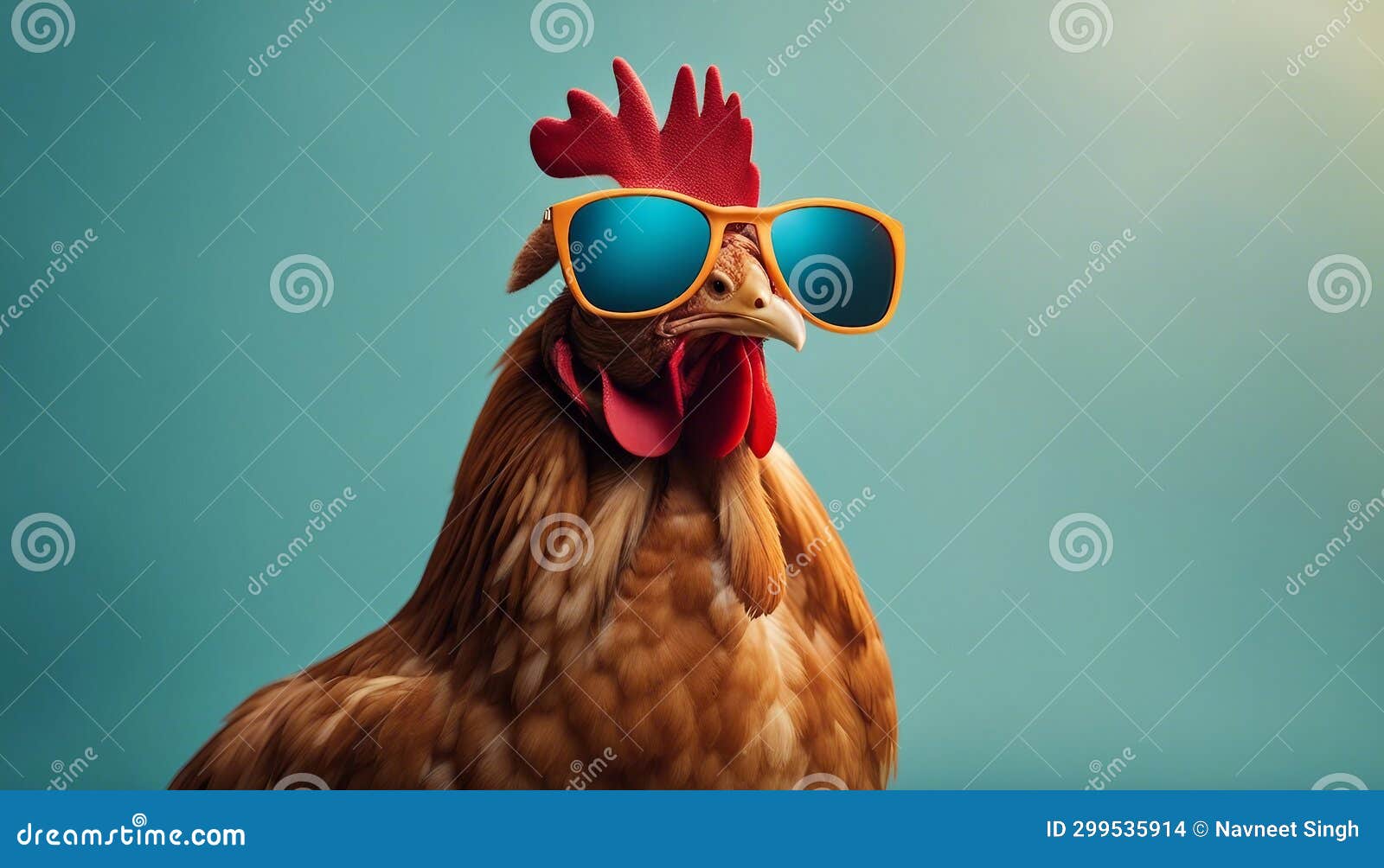 Chicken Wearing Sunglasses on a Solid Color Background, Stock ...